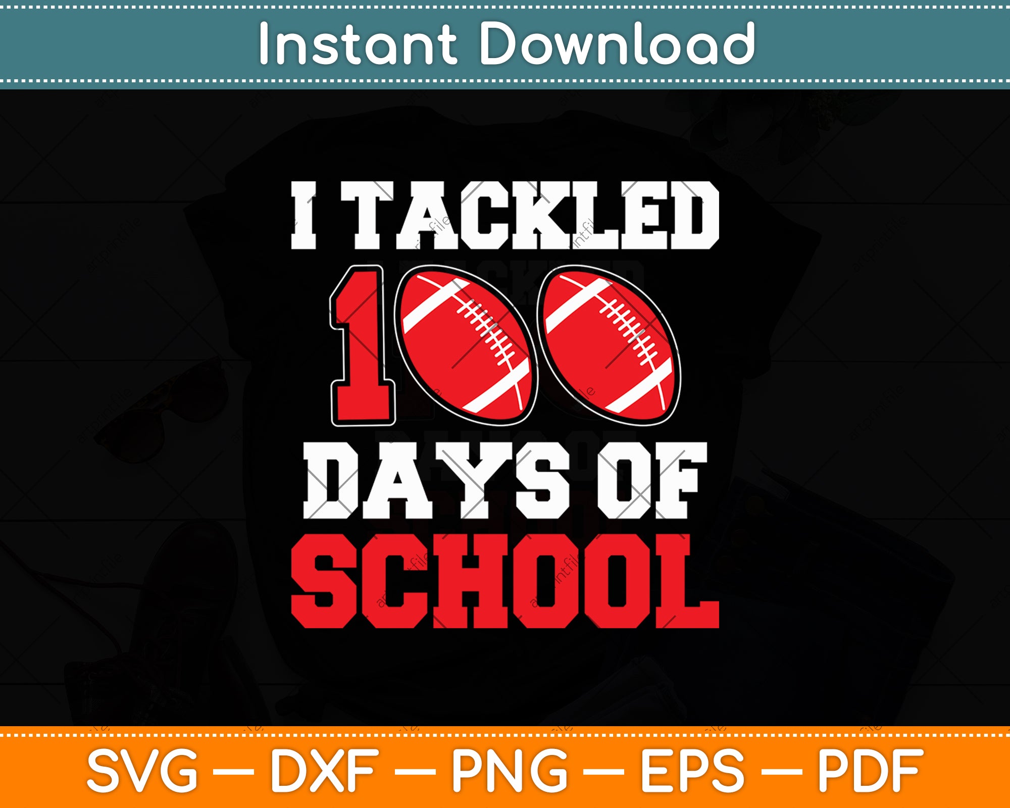 100 Day of School Football Teacher Svg Digital Cutting File – artprintfile