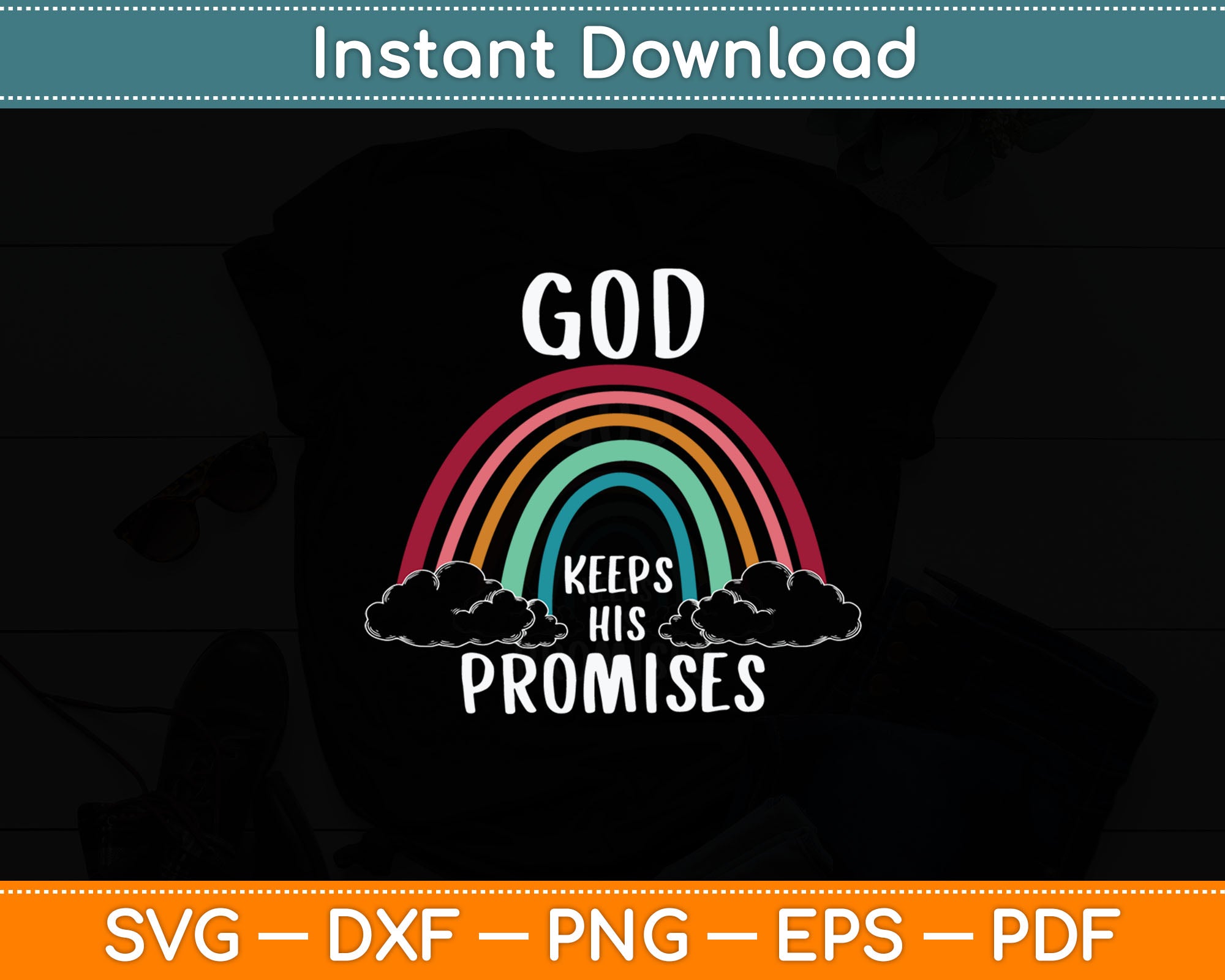 God Keeps His Promises Rainbow Lovely Christian Christianity Svg File ...