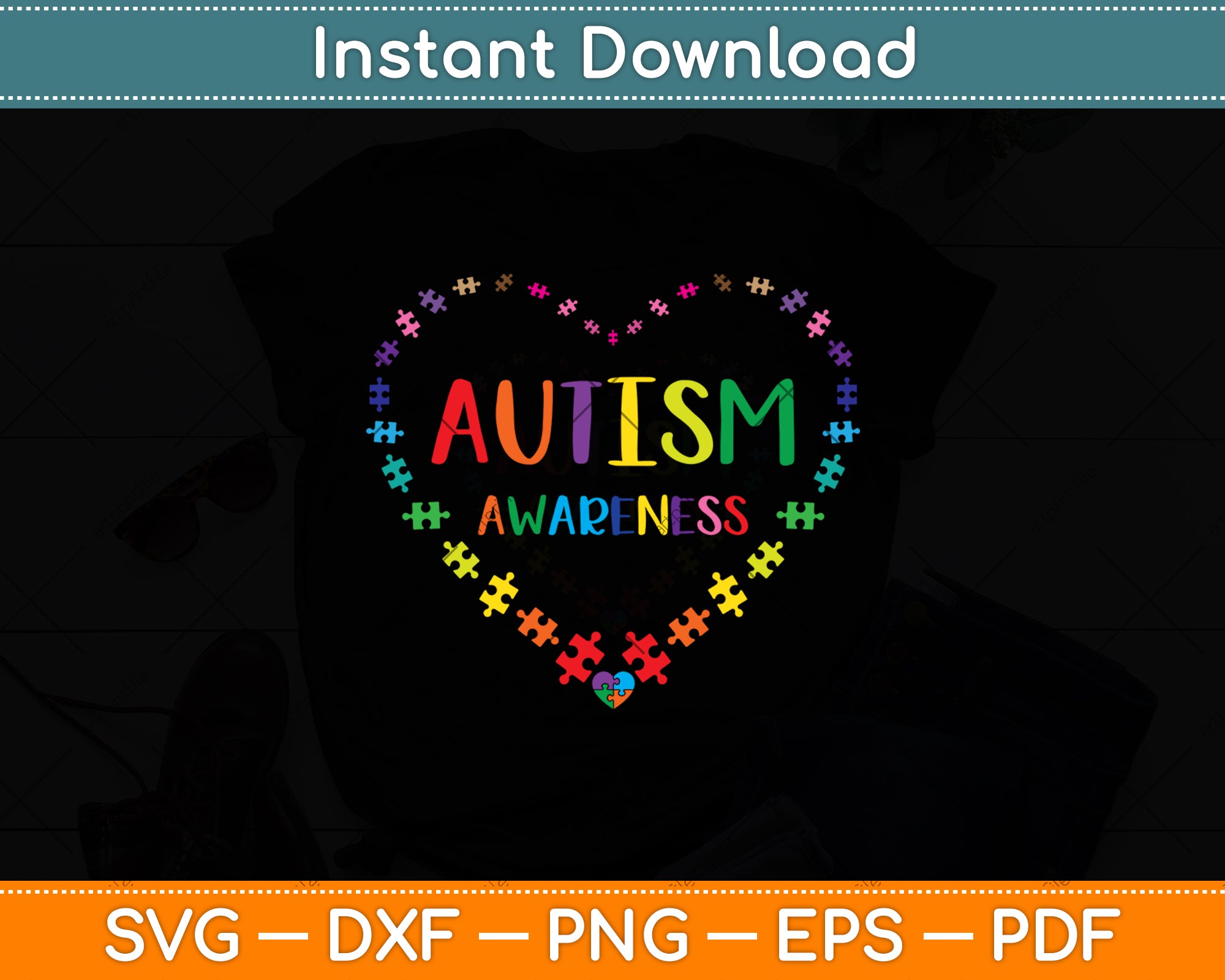 Autism Awareness Love Heart Puzzle Piece Valentines Day Svg Cut File ...