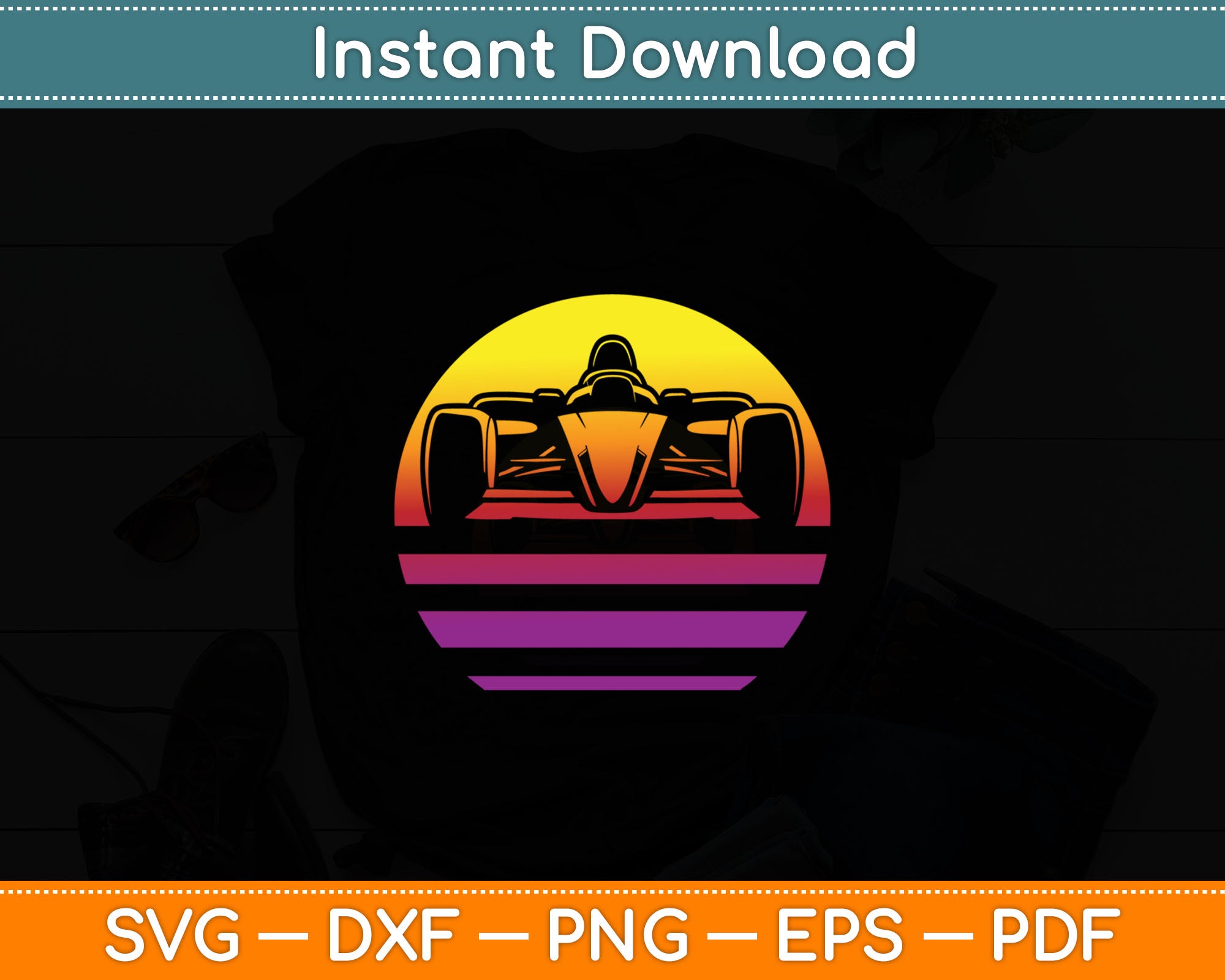 Racing Car Retro Style Vintage Svg Digital Cutting File – artprintfile