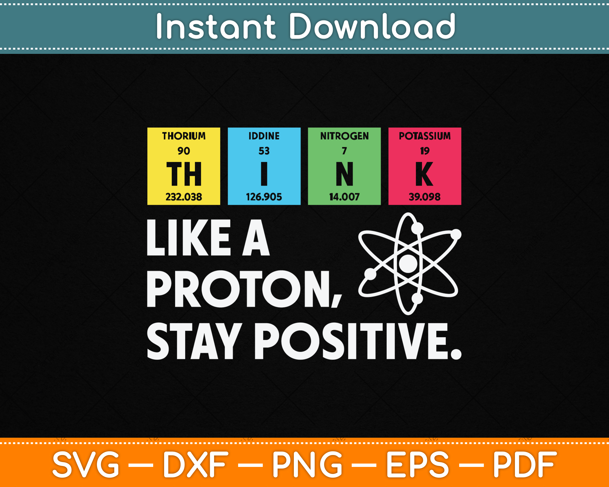Think Like A Proton Stay Positive Funny Science SVG PNG Digital File ...