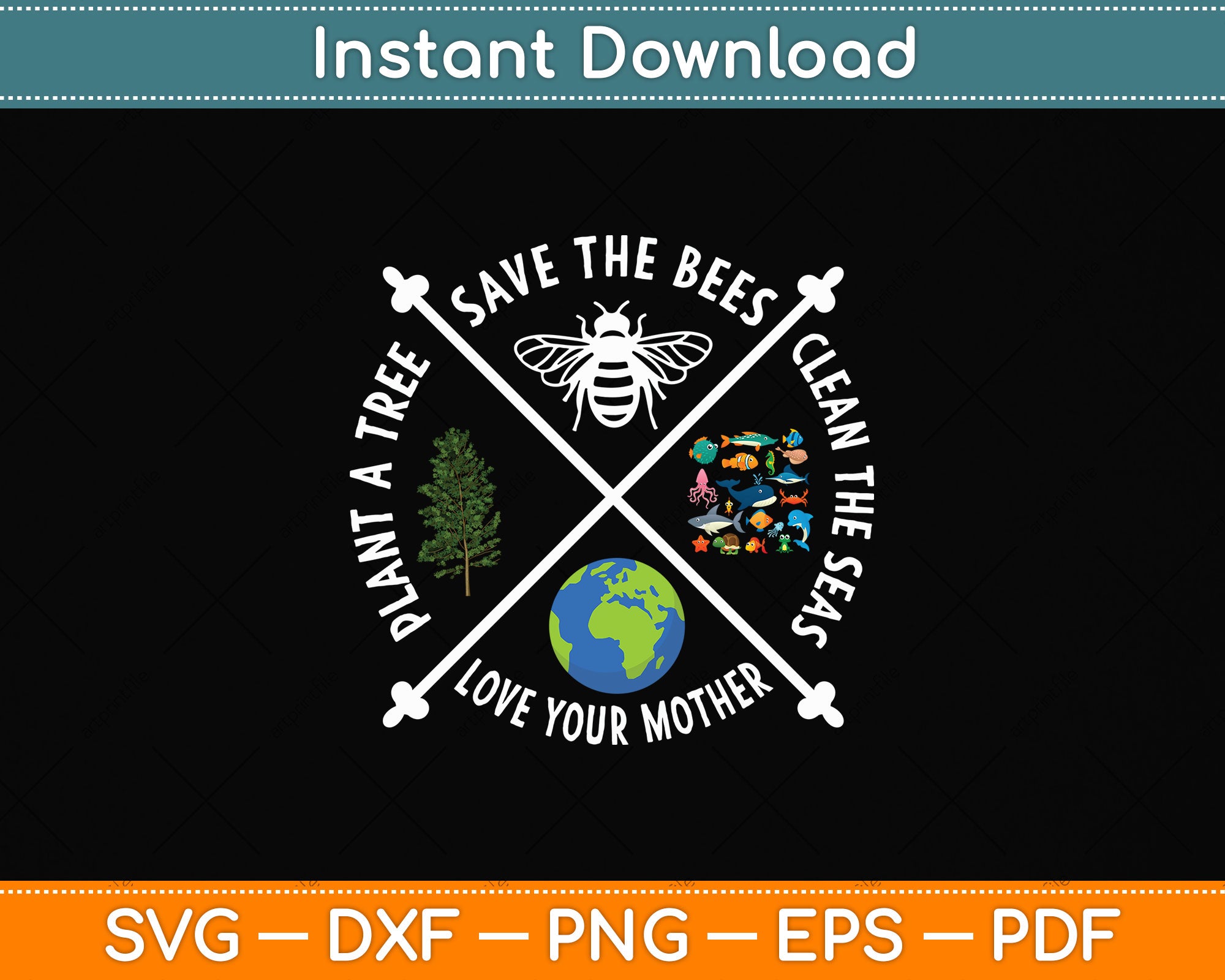 Earth Day Save the Bees Plant More Trees Clean the Seas Svg File ...