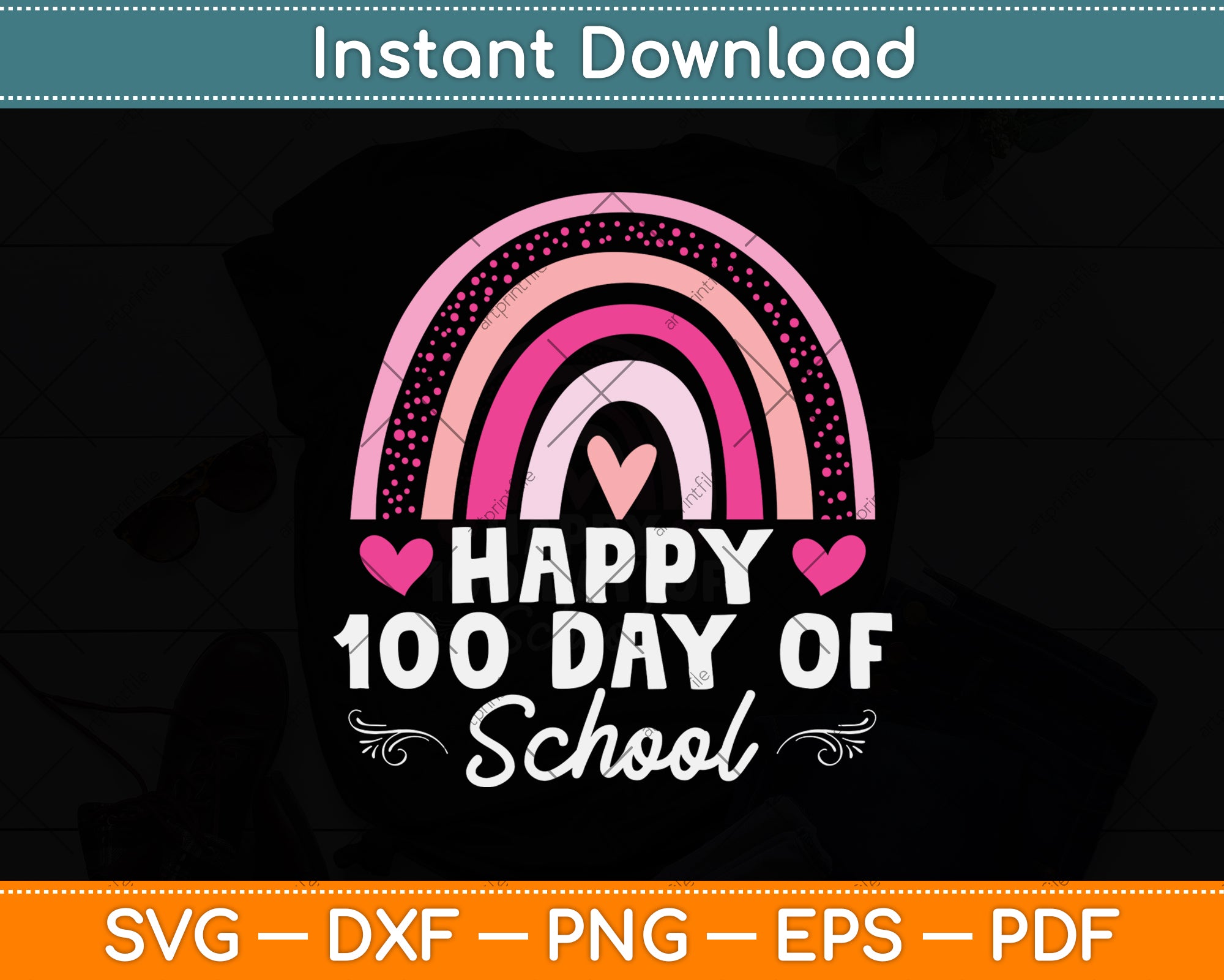 Happy 100th Day Of School Teacher Kids 100 Days Rainbow Svg File ...