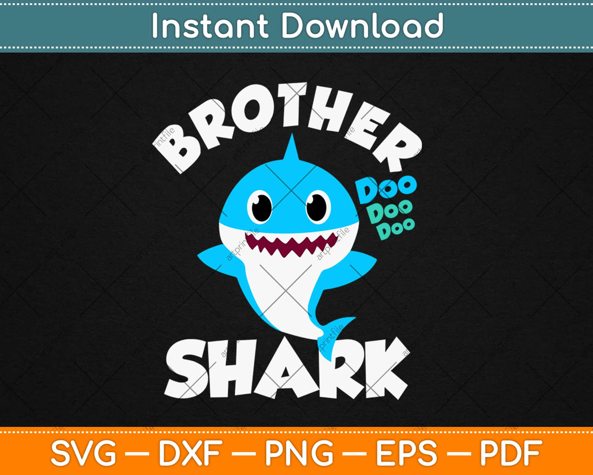 Brother Shark Gift - Cute Baby Shark Design Family Set Svg Png Dxf Eps ...