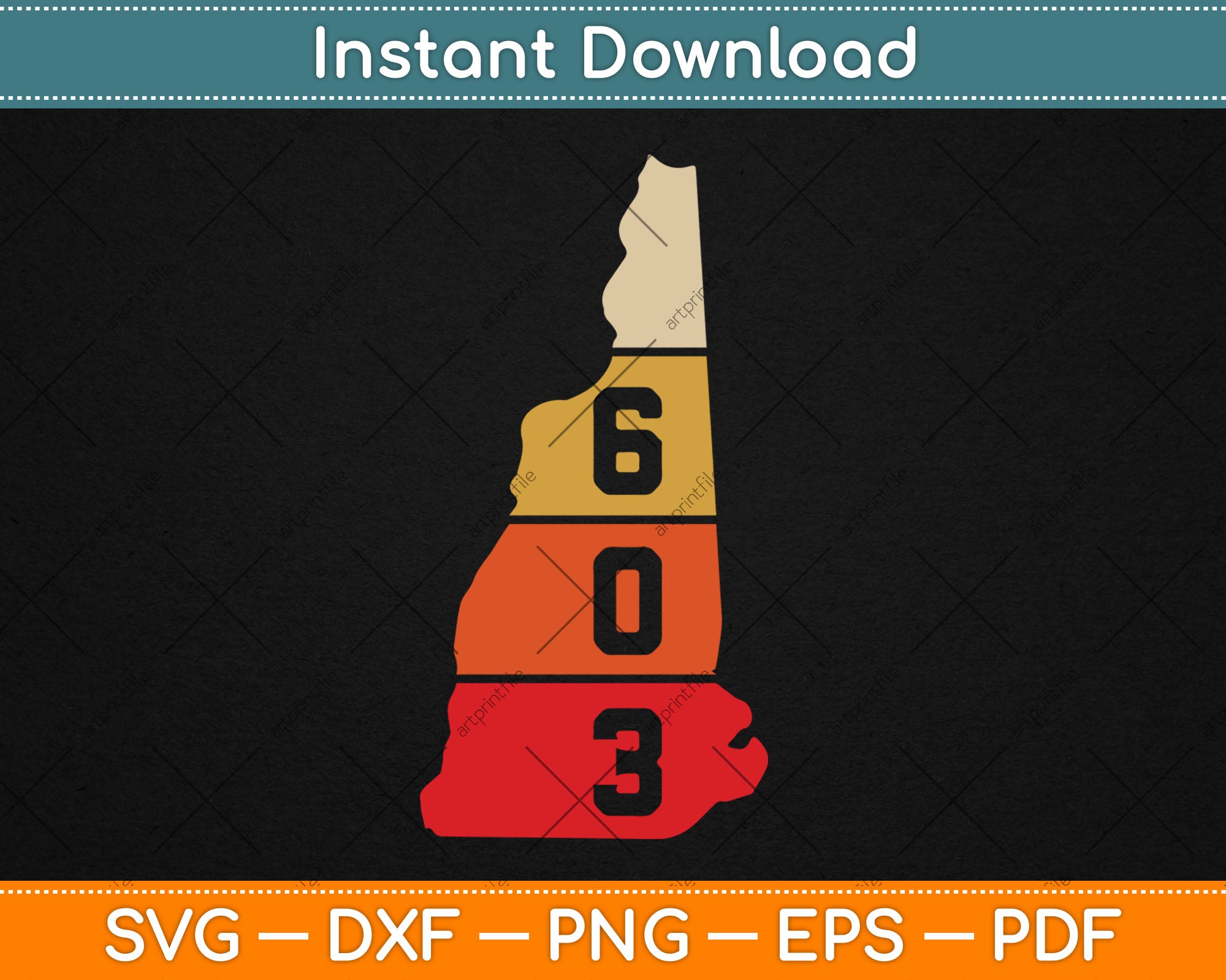 603 NH New Hampshire Area Code State Map Vintage Svg Cutting File ...