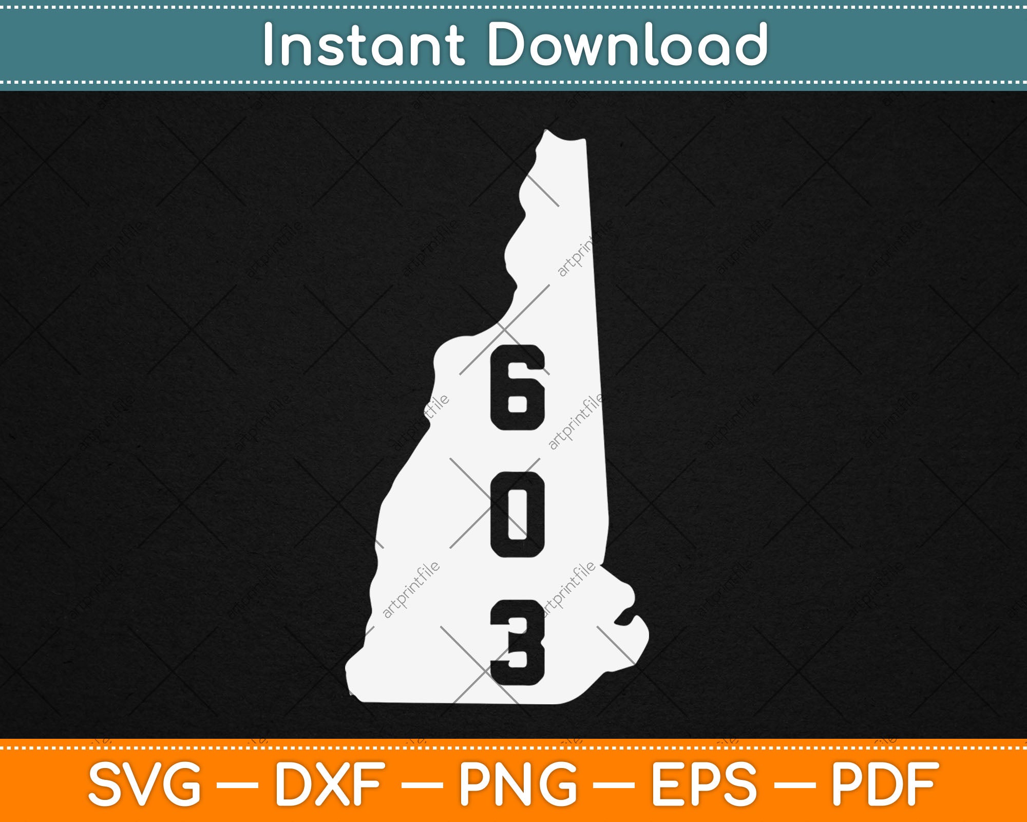 603 NH New Hampshire Area Code State Map Svg Digital Cutting File ...
