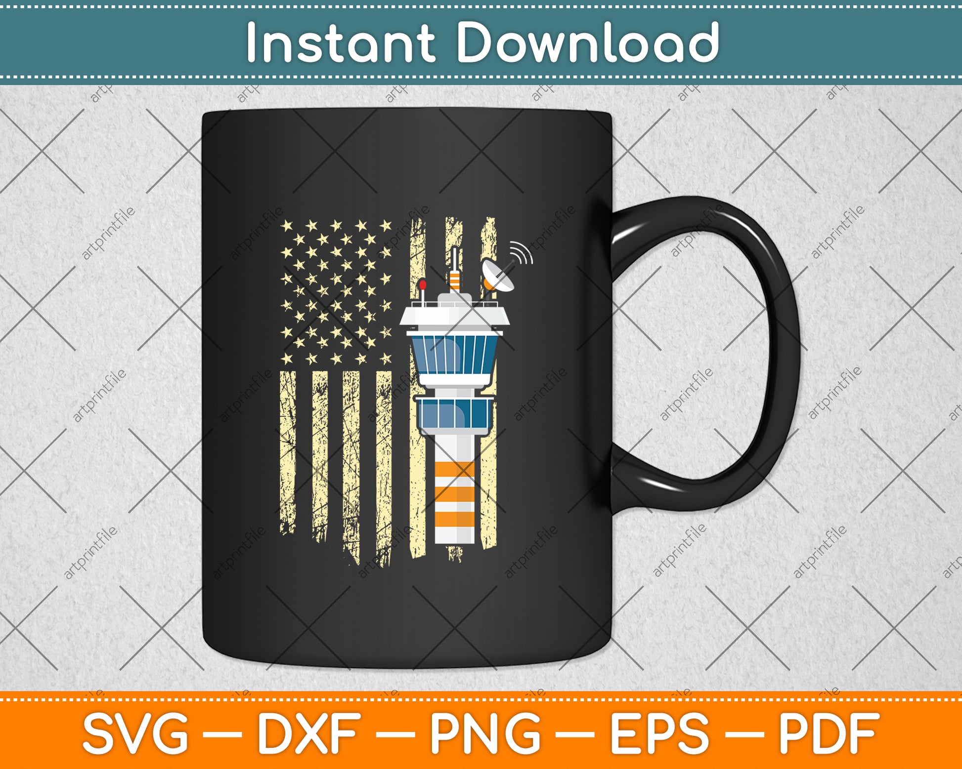 Air Traffic Controller Patriotic American Flag Airport Worker Svg File ...