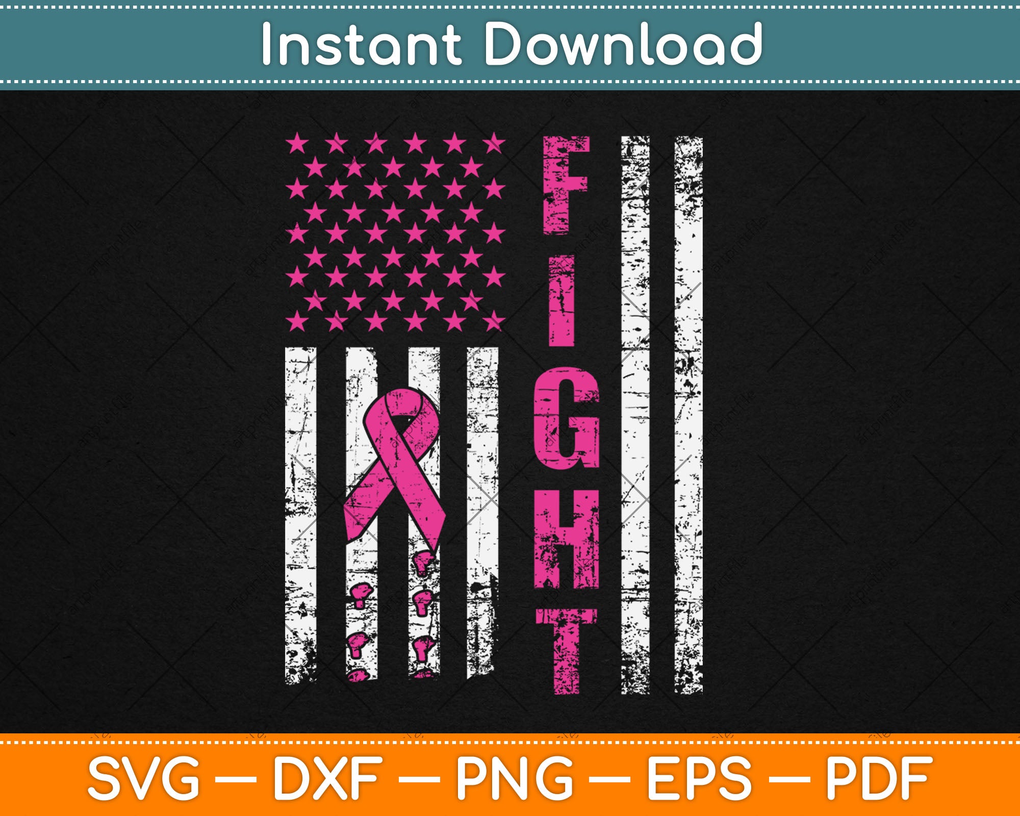 American Flag Breast Cancer Awareness 4th Of July Svg Cutting File ...
