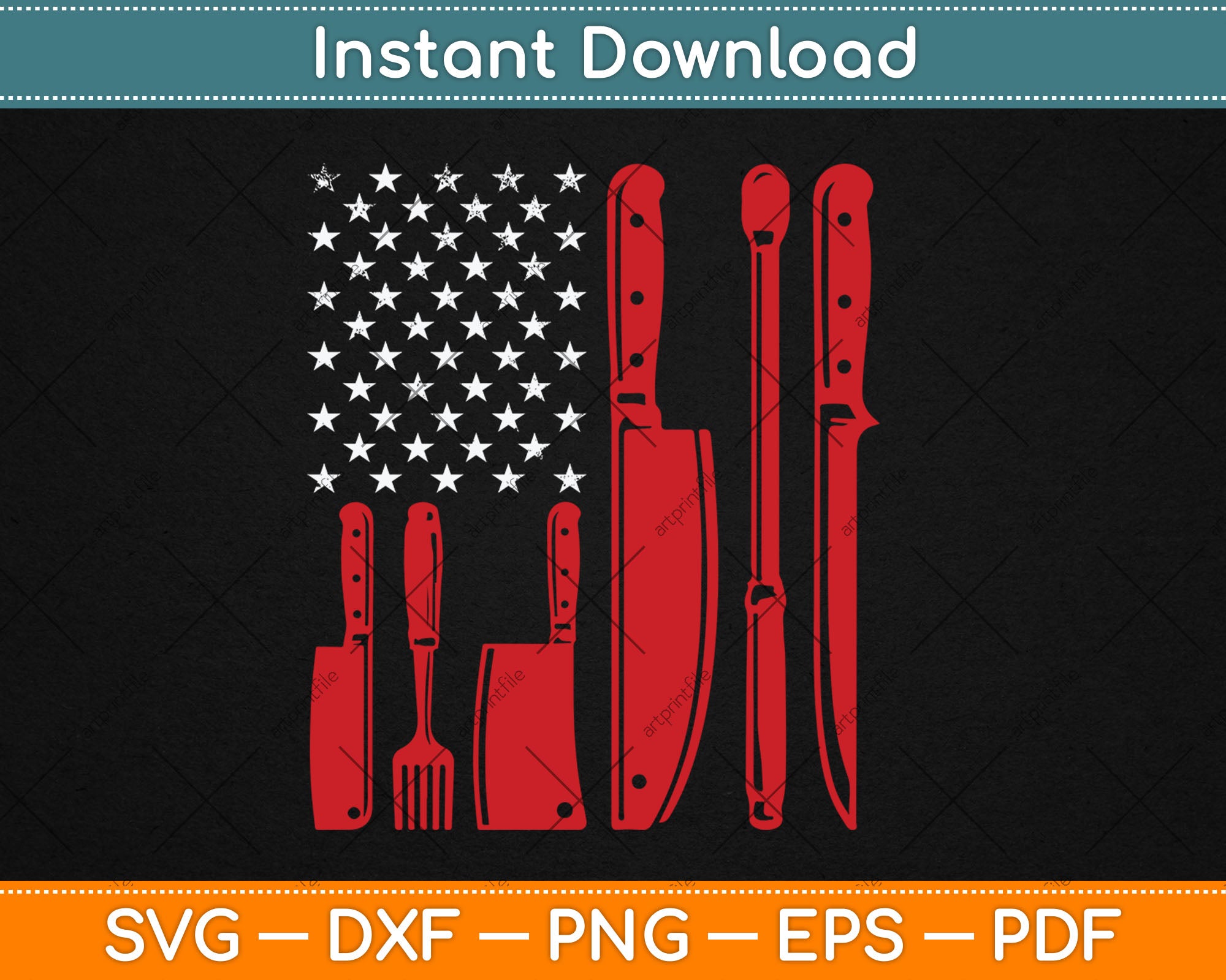 American Flag USA Butcher Butchery Slaughterer Svg Digital Cut File ...