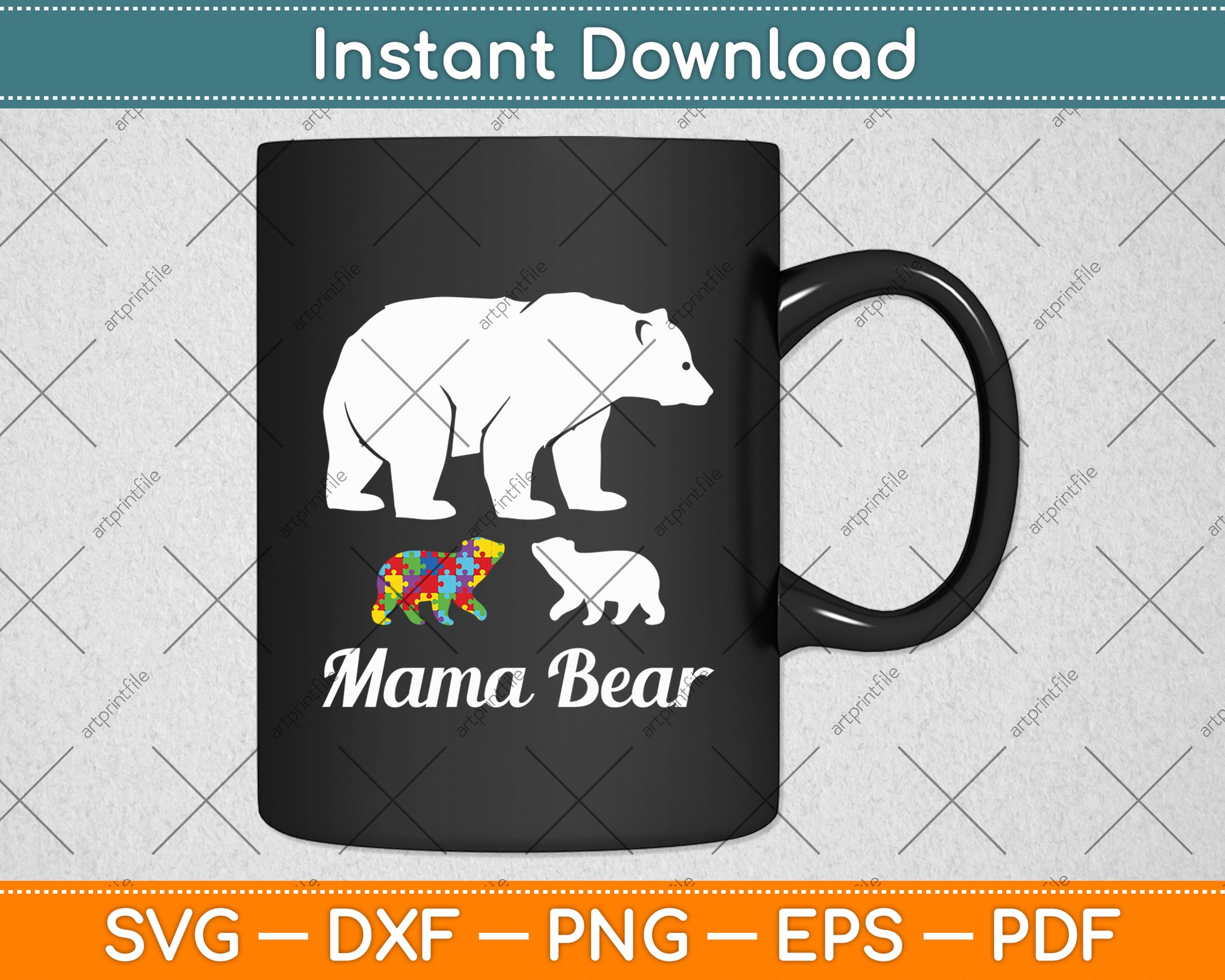 Autism Awareness Mama Bear Mom Autistic Child Svg Digital Cutting File ...