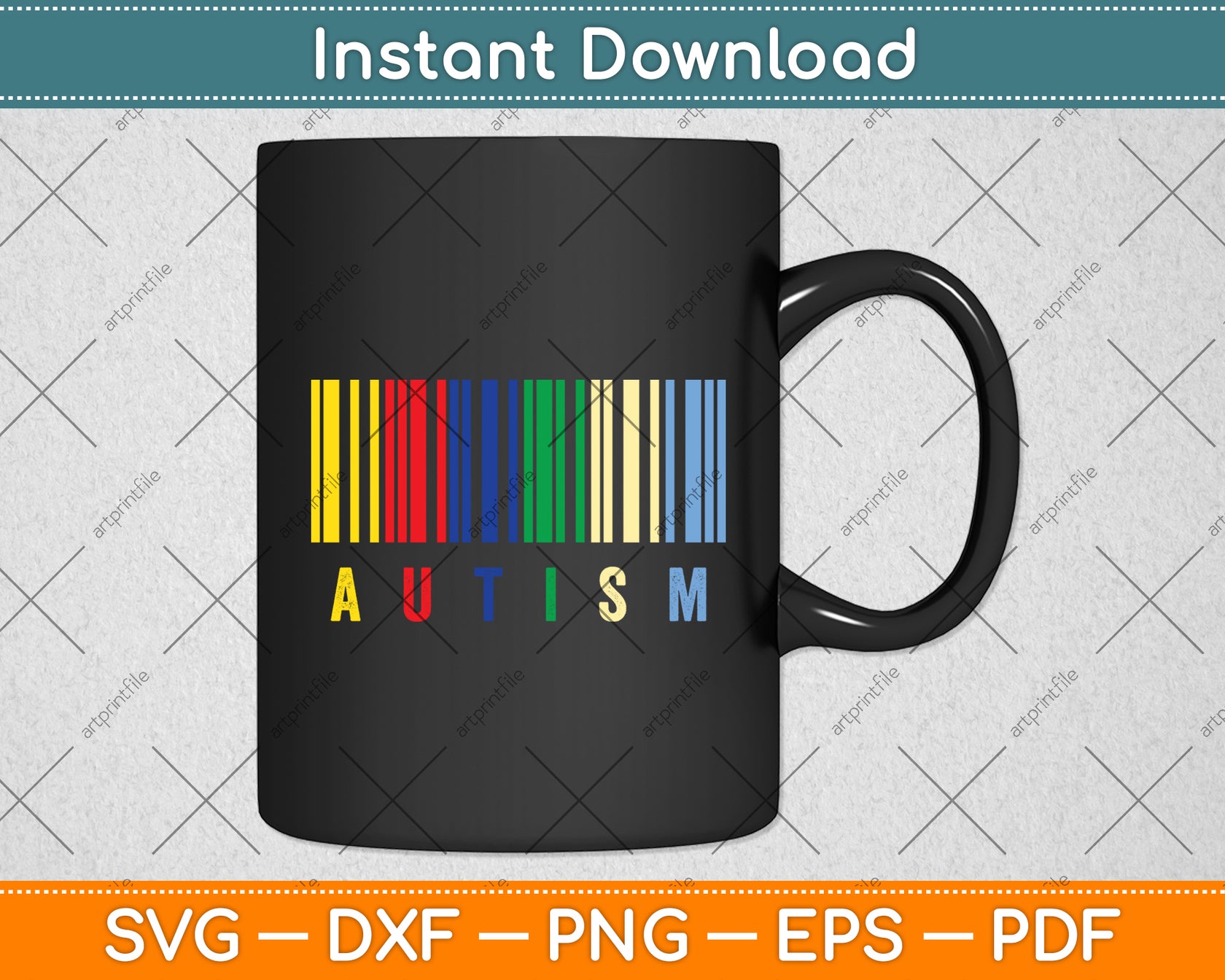 Autism Colorful Barcode Support Autistic Kids Awareness Svg Cut File ...
