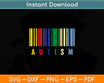 Autism Colorful Barcode Support Autistic Kids Awareness Svg Cut File ...