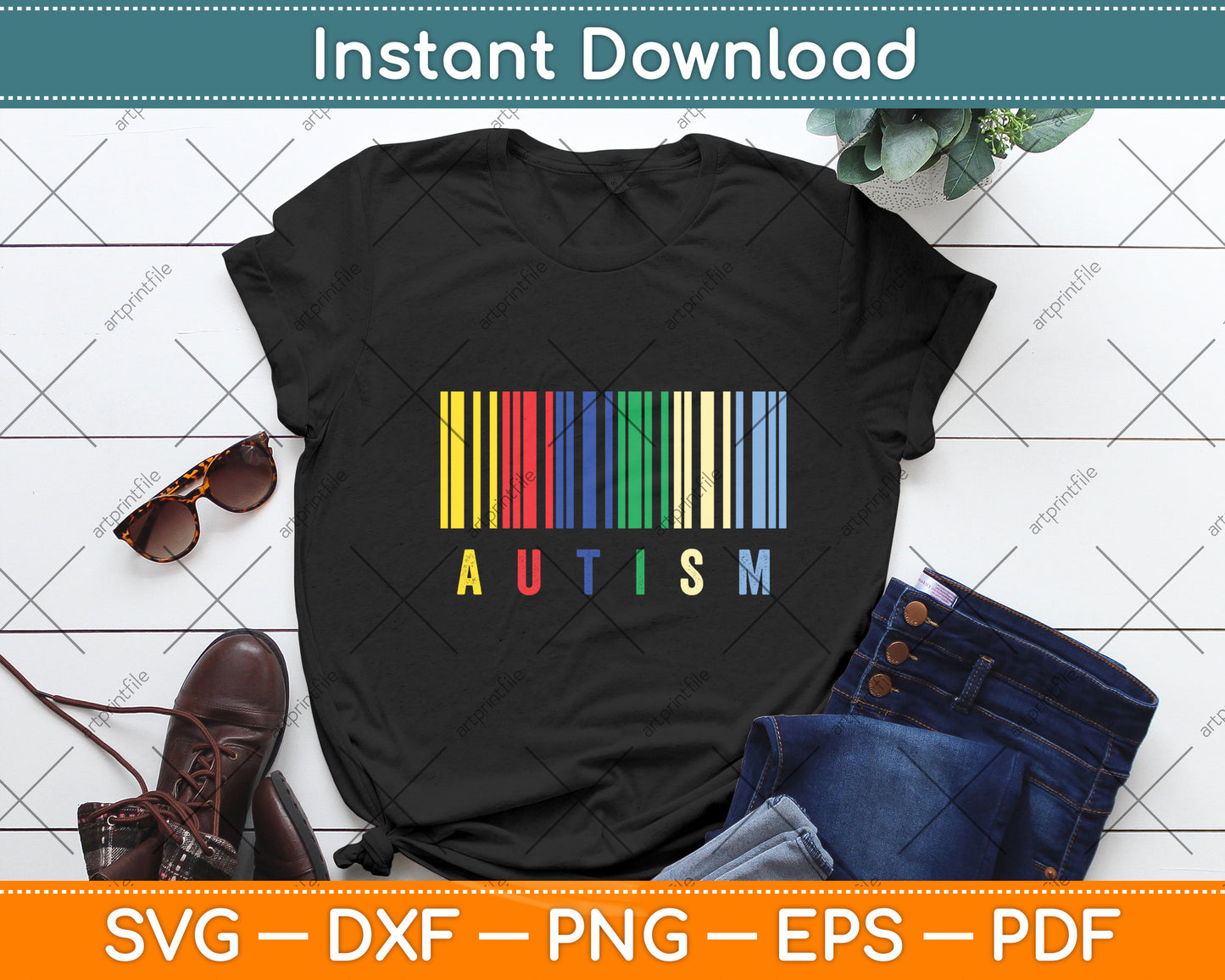 Autism Colorful Barcode Support Autistic Kids Awareness Svg Cut File ...