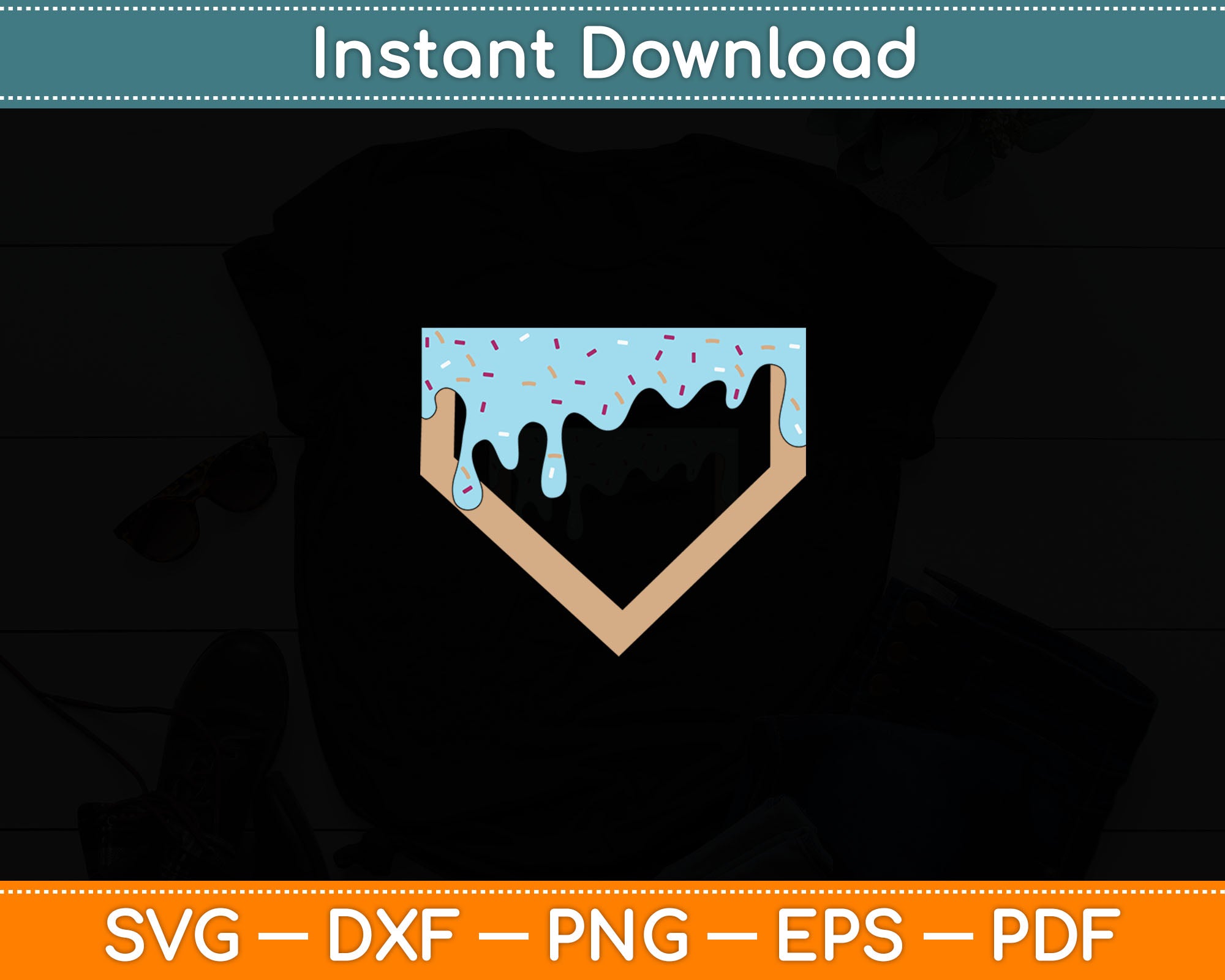 Baseball Ice Cream Dripping Baseball Home Plate Drip Svg Cutting File ...