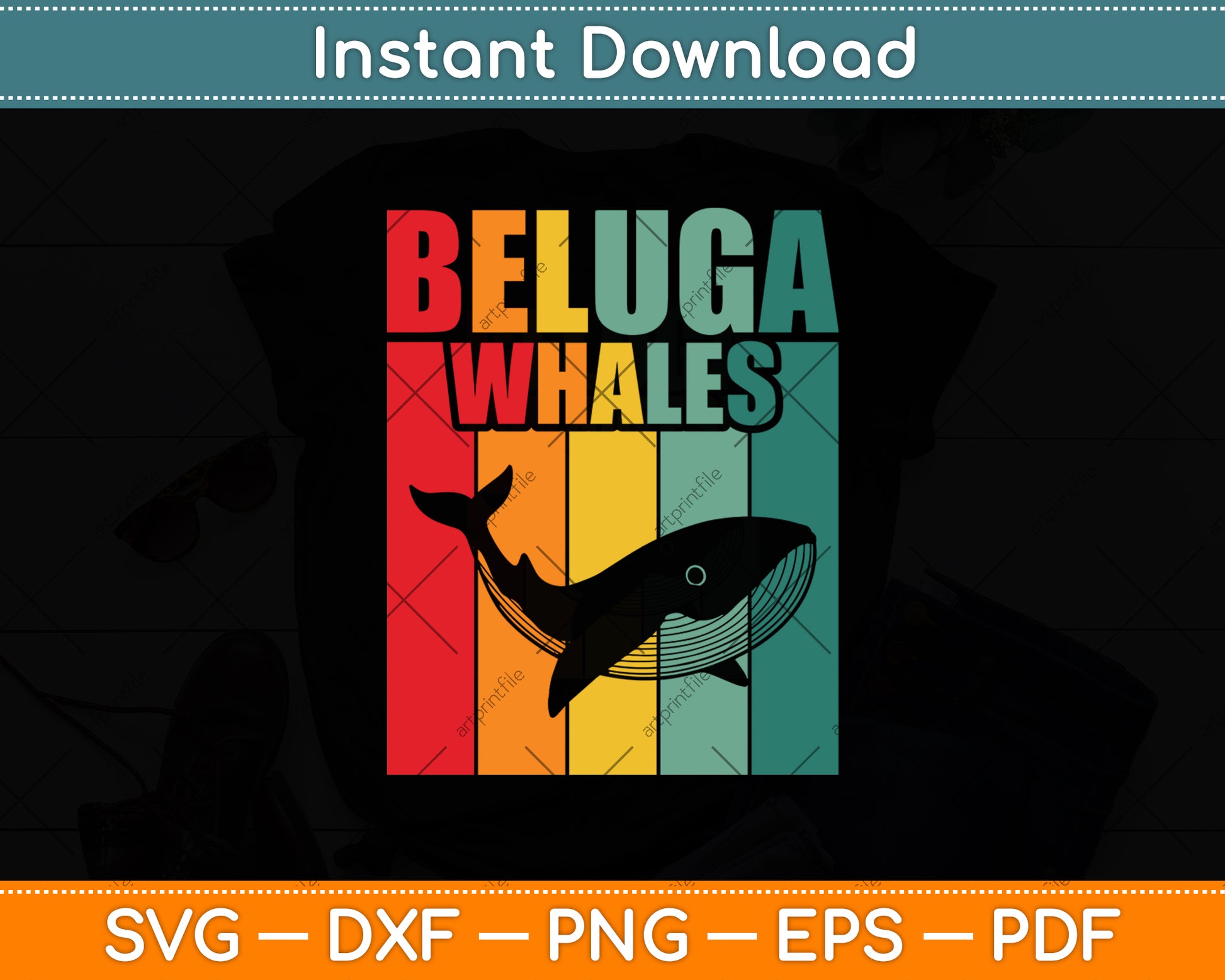 Beluga Whales Vintage Retro Svg Digital Cutting File – artprintfile