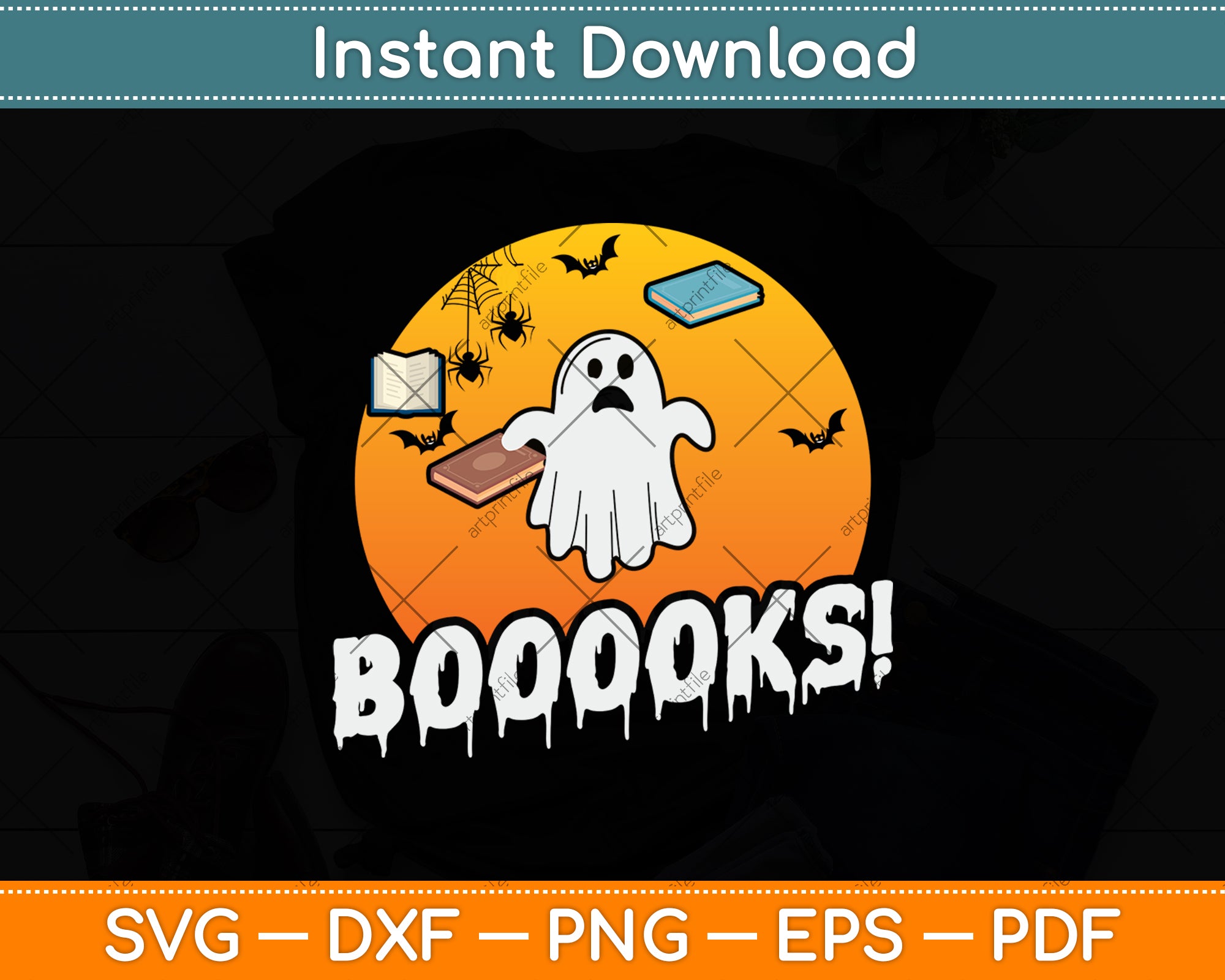 Booooks Ghost Reading Books Halloween Svg Digital Cutting File ...
