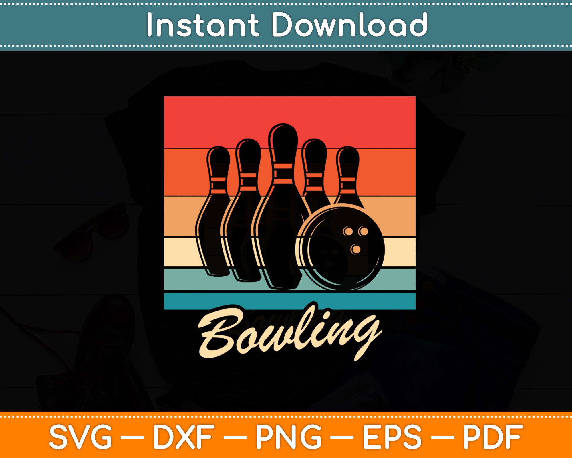 Bowling Retro Style Vintage Svg Cutting File – artprintfile