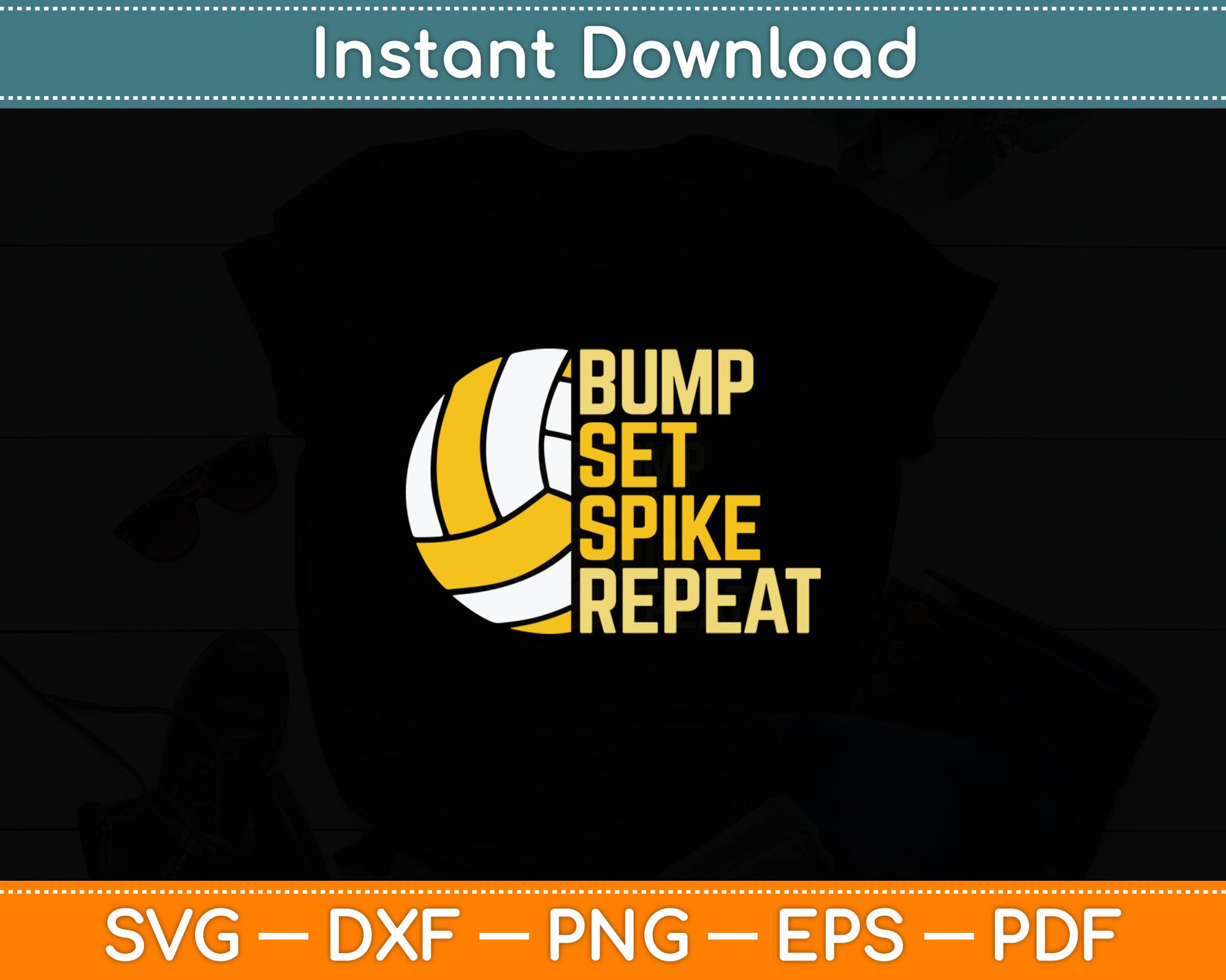 Bump Set Spike Repeat Volleyball Funny Svg Digital Cutting File ...