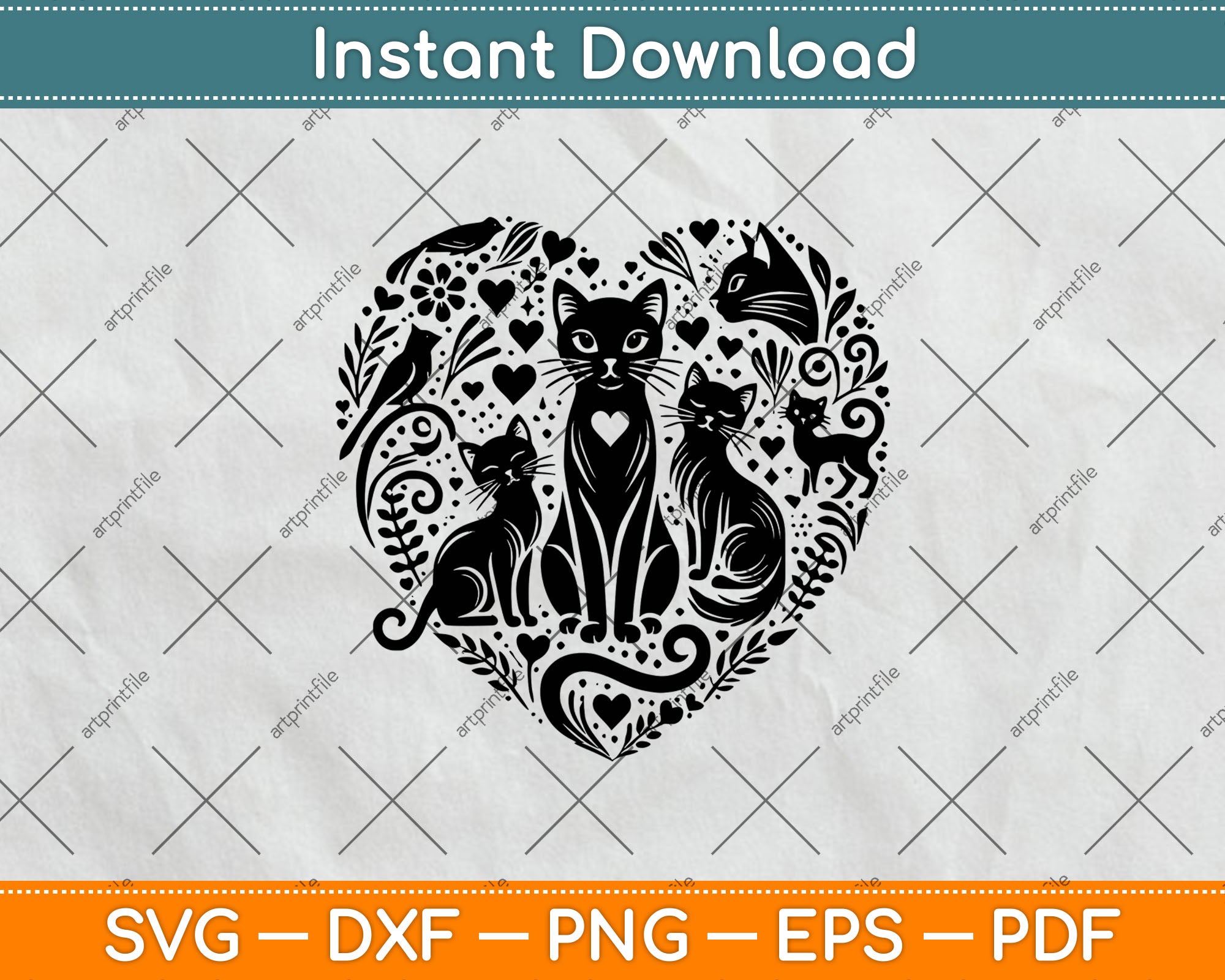 Cat Heart Svg Digital Cut File – artprintfile