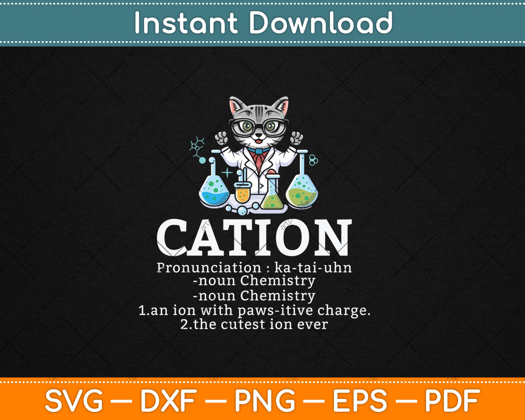 Cation - Funny Chemistry Humor Science Teacher Cat Svg Cutting File ...