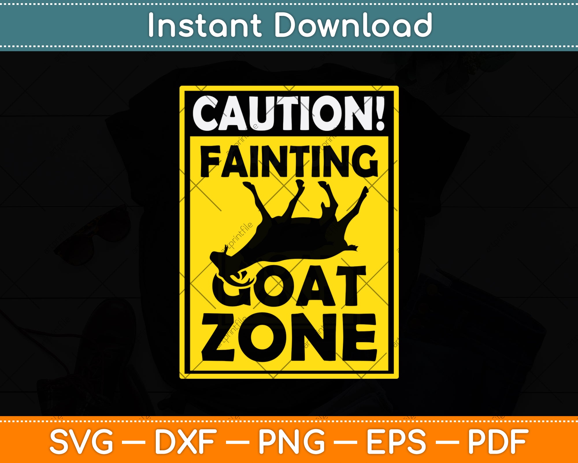 Caution! Fainting Goat Zone Svg Digital Cutting File – artprintfile