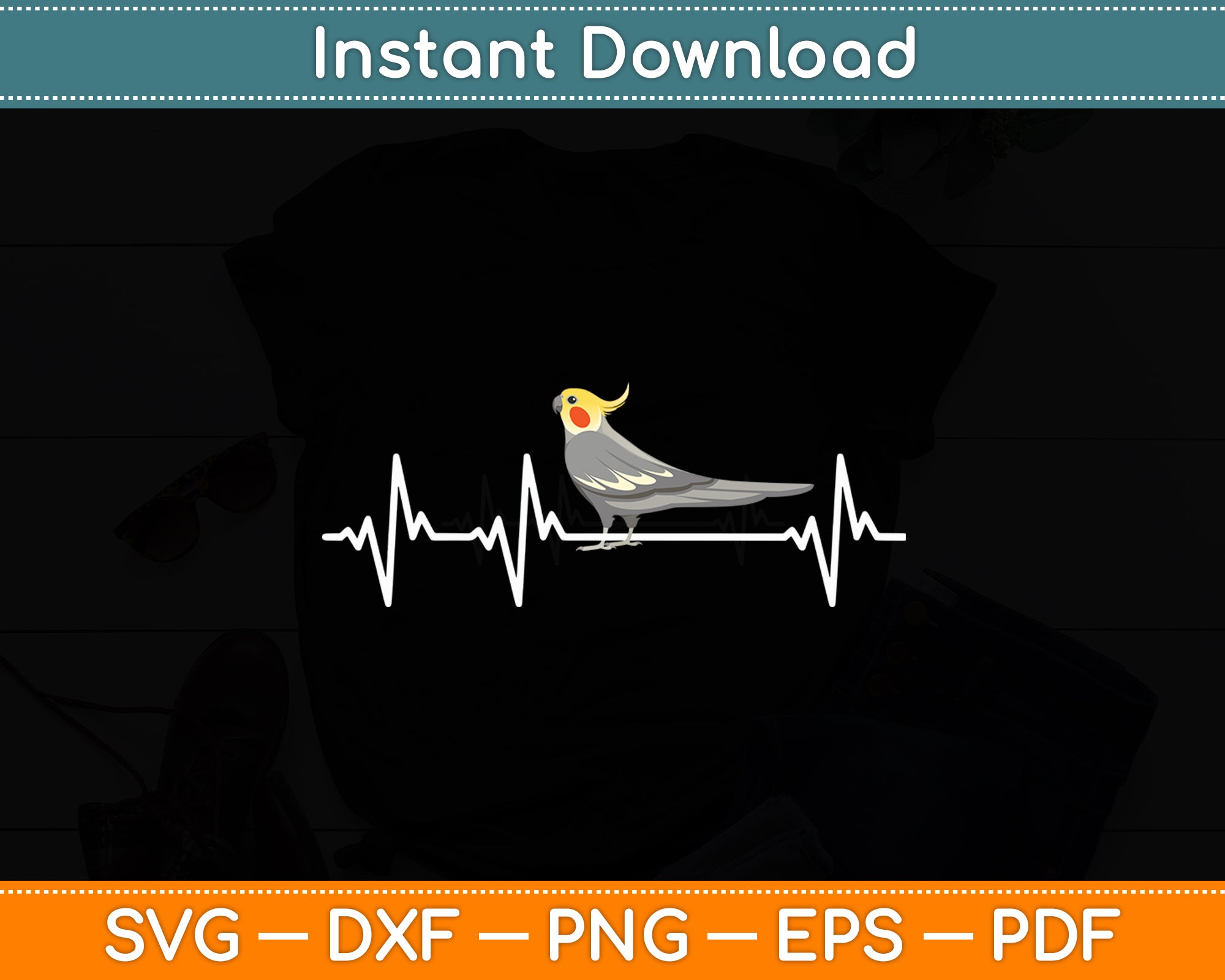 Cockatiel Heartbeat EKG Pulseline Avian Parrot Birds Svg Cutting File ...