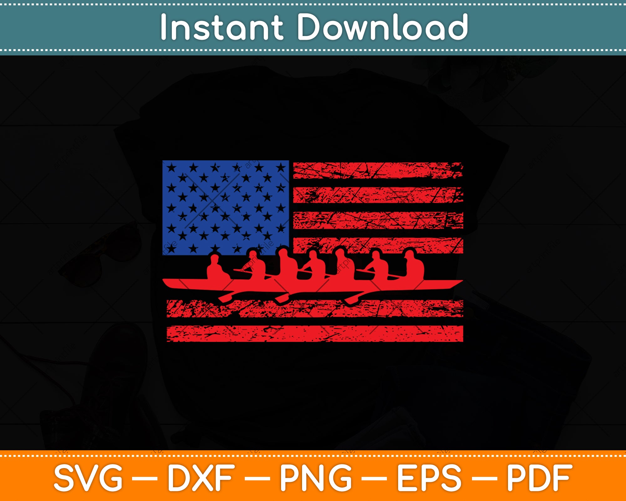 Crew Rowing Boat Oars Us American Flag Svg Digital Cutting File ...