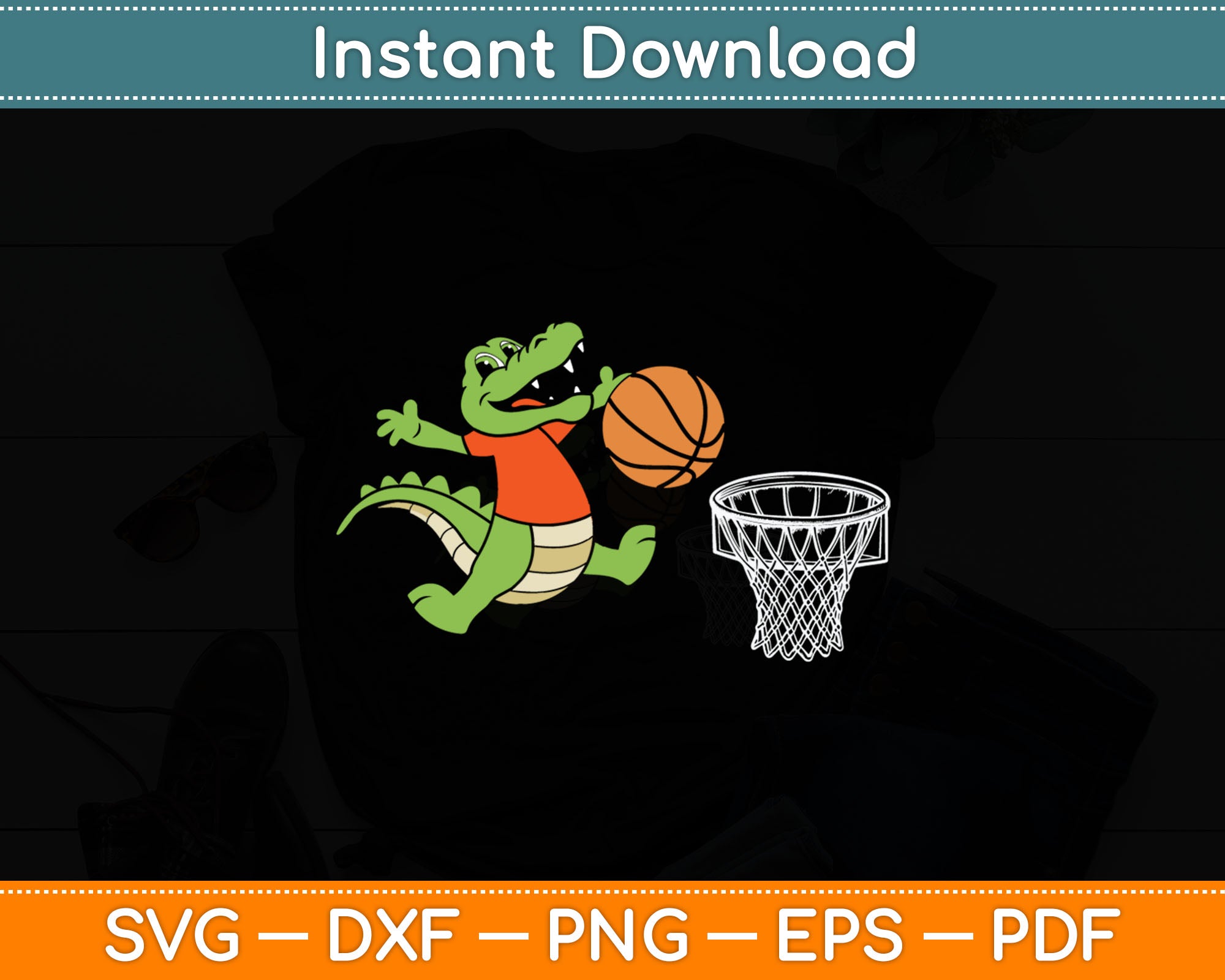 Crocodile Playing Basketball Alligator Basketball Player Svg Cut File ...