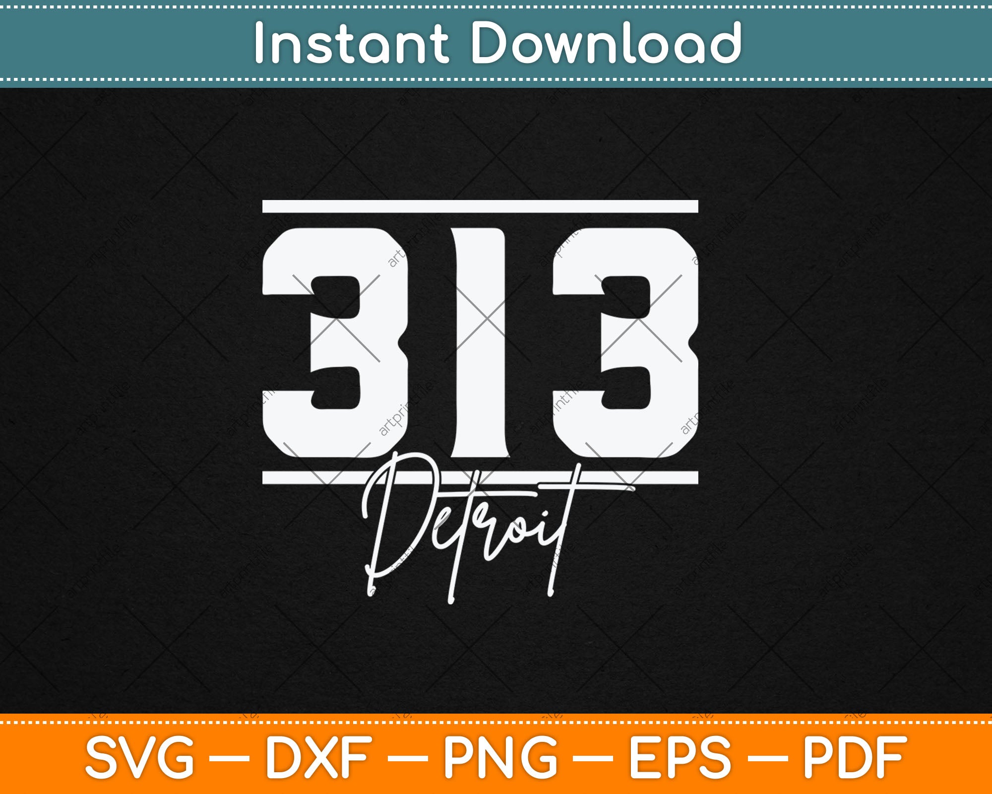 Detroit 313 Area Code Skyline Michigan Vintage Svg Digital Cut File ...