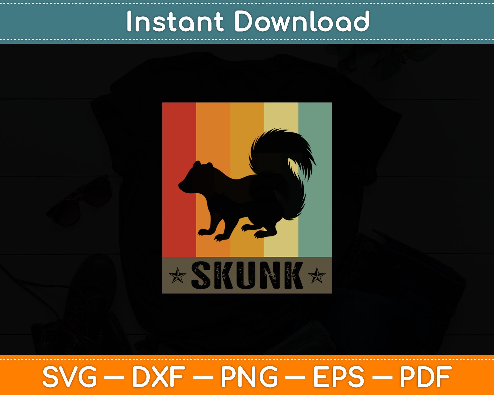 Distressed Retro Skunk Graphic for Boys Girls Skunk Svg Cutting File ...