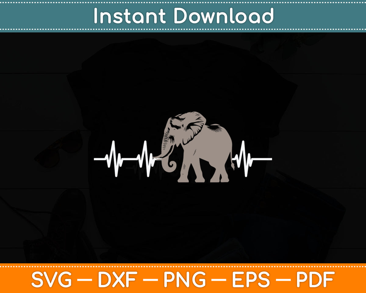 Elephant Heartbeat EKG Gift Elephant Svg Digital Cutting File ...