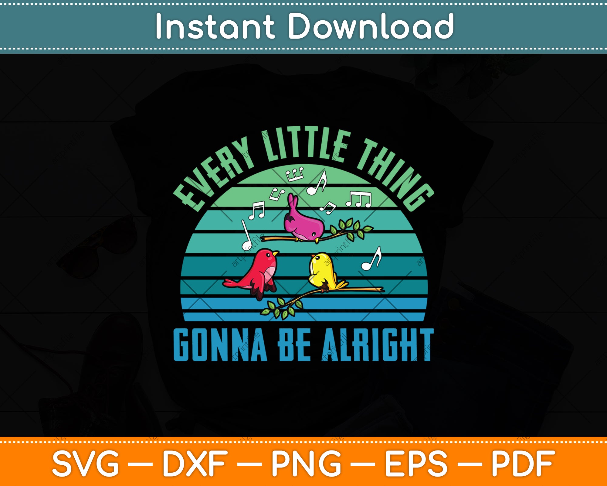 Every Little Thing Gonna Be Alright Cute Bird Vintage Svg Cutting File ...