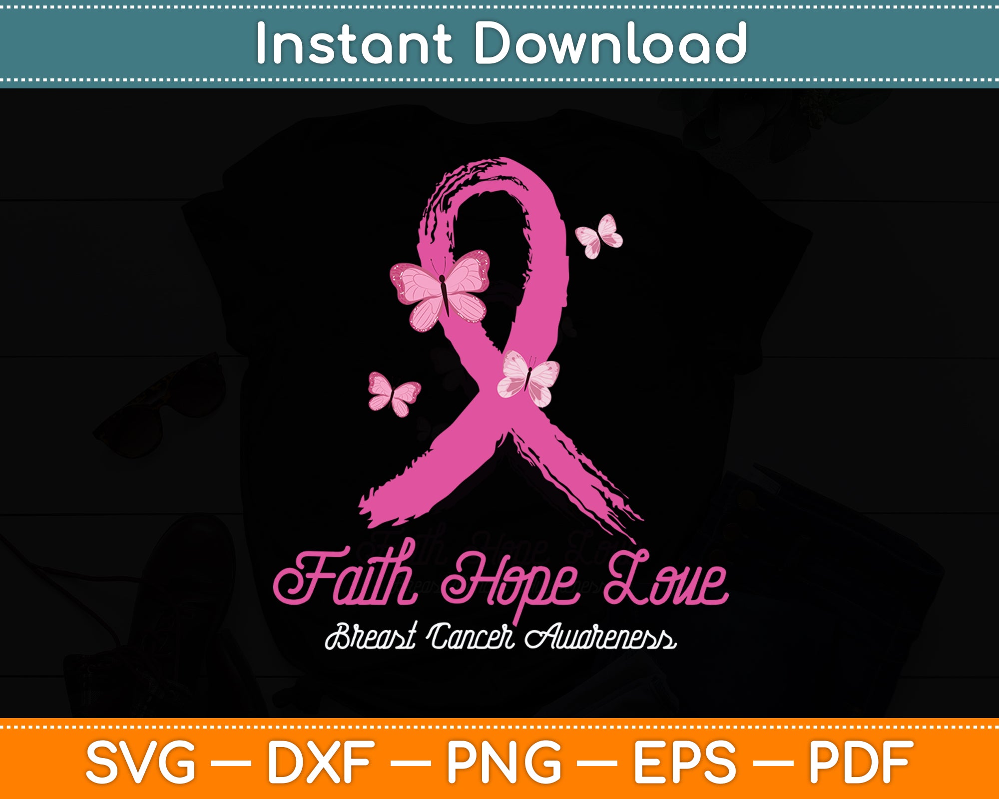 Faith Hope Love Breast Cancer Awareness Floral Pink Ribbon Svg File ...