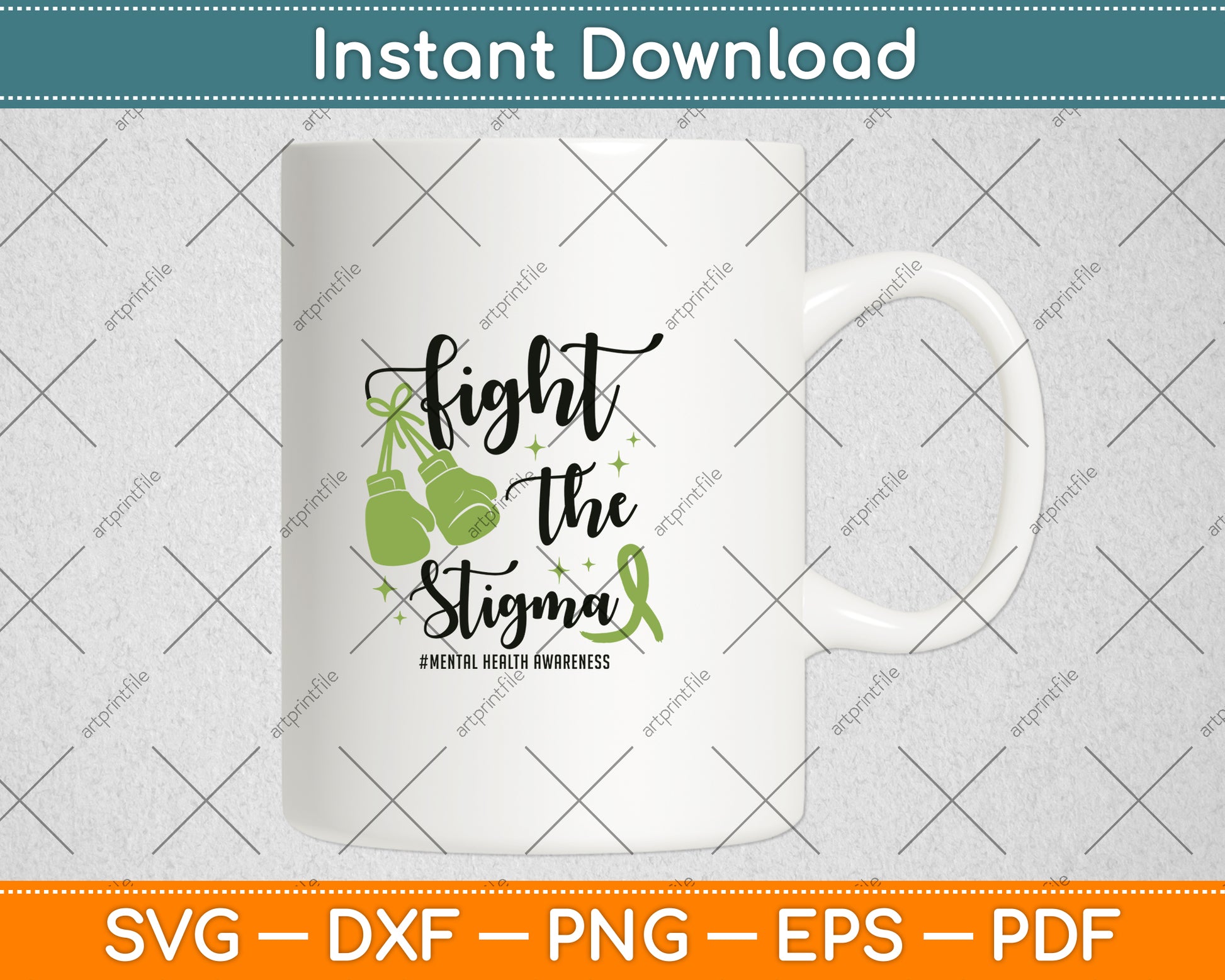 Fight The Stigma Mental Health Awareness May Green Ribbon Svg Cut File ...