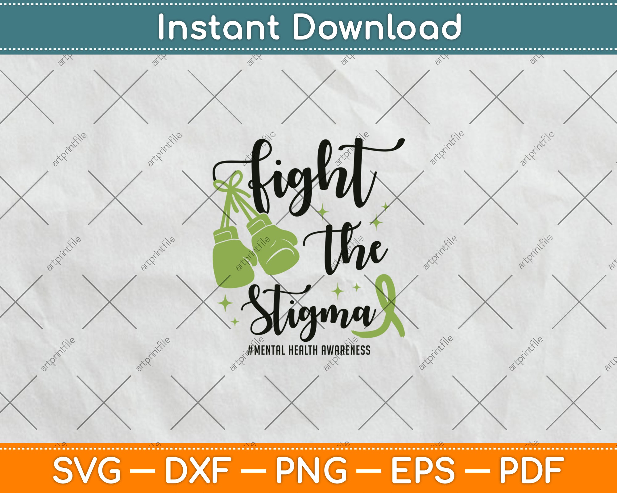 Fight The Stigma Mental Health Awareness May Green Ribbon Svg Cut File ...