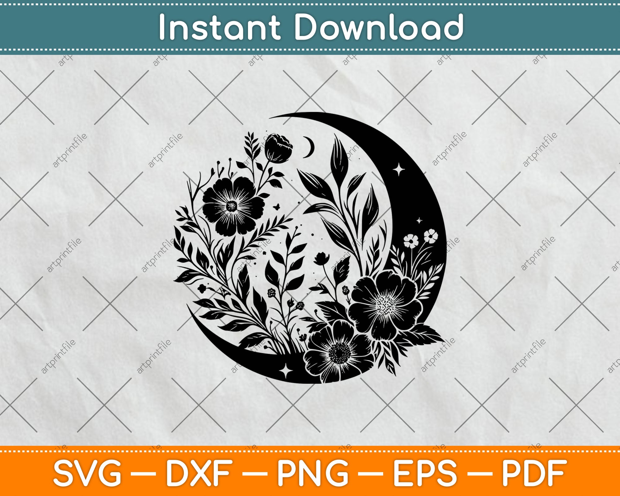 Floral Moon Svg Digital Cutting File – artprintfile