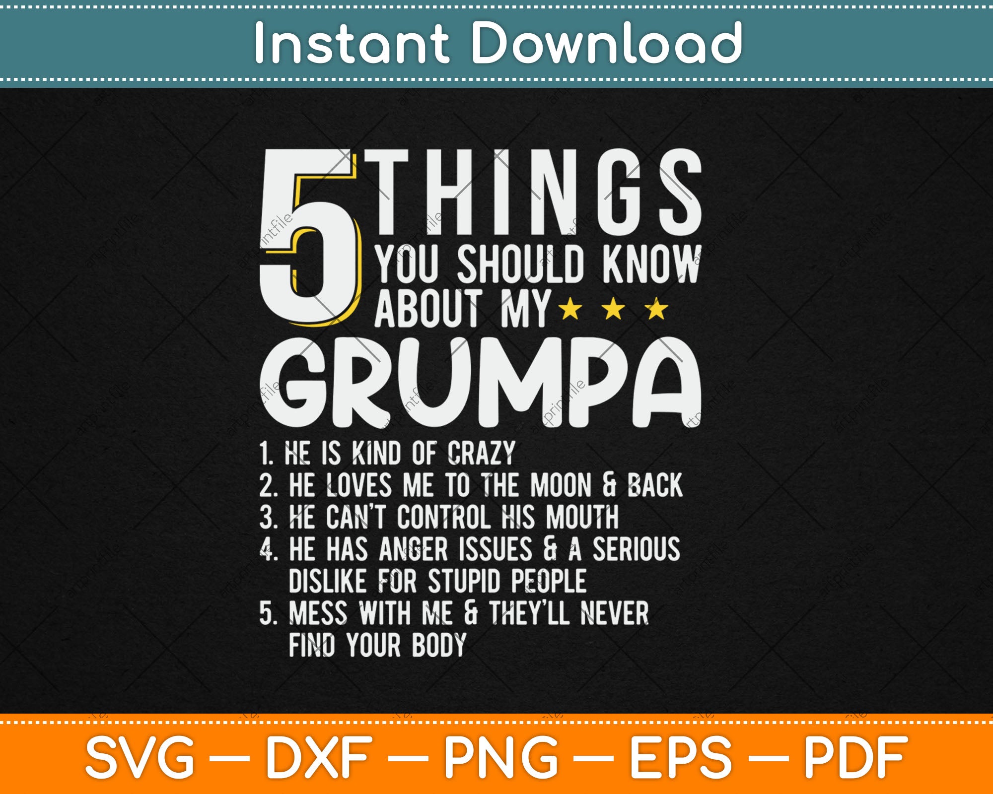 Funny 5 Things Grandpa Grumpa Svg Digital Cutting File – artprintfile