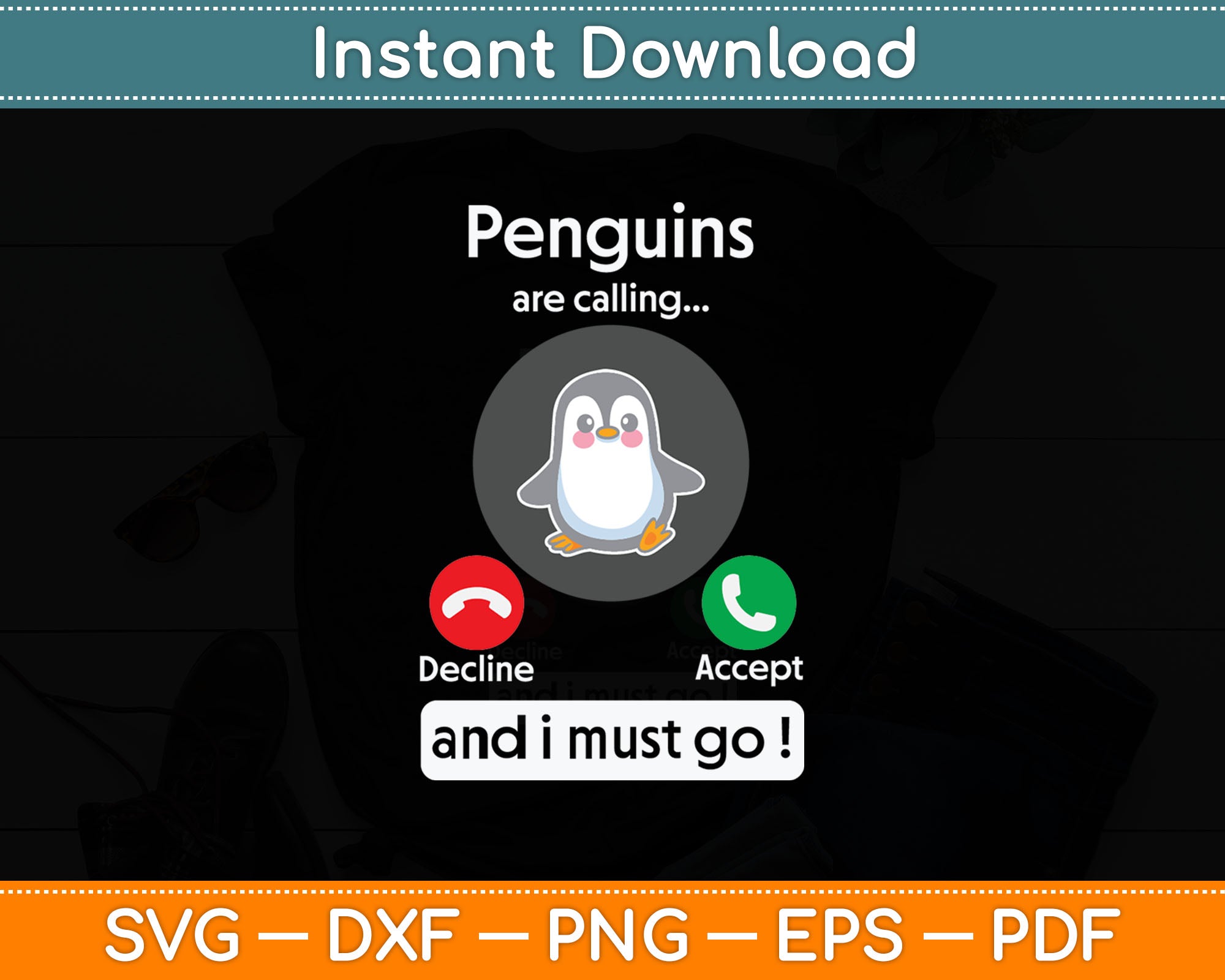 Funny Penguin Gift Phone Screen Penguin Calling Penguins Svg Cut File ...