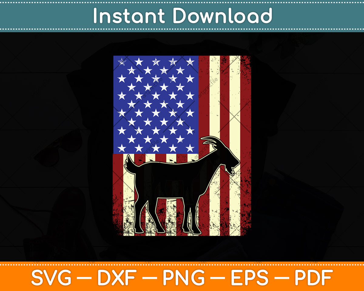 Patriotic Goat 4th of July American Flag Svg Digital Cutting File ...
