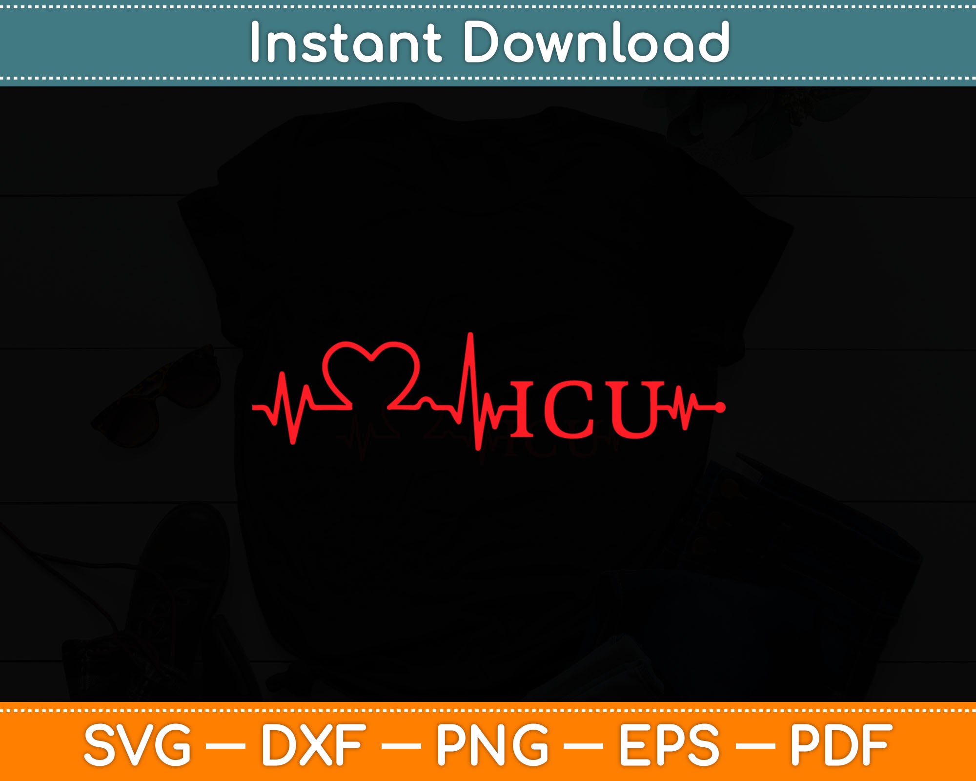 Love ICU Heart Beat Doctor Nurse Hospice Workers Cool Svg Cutting File ...