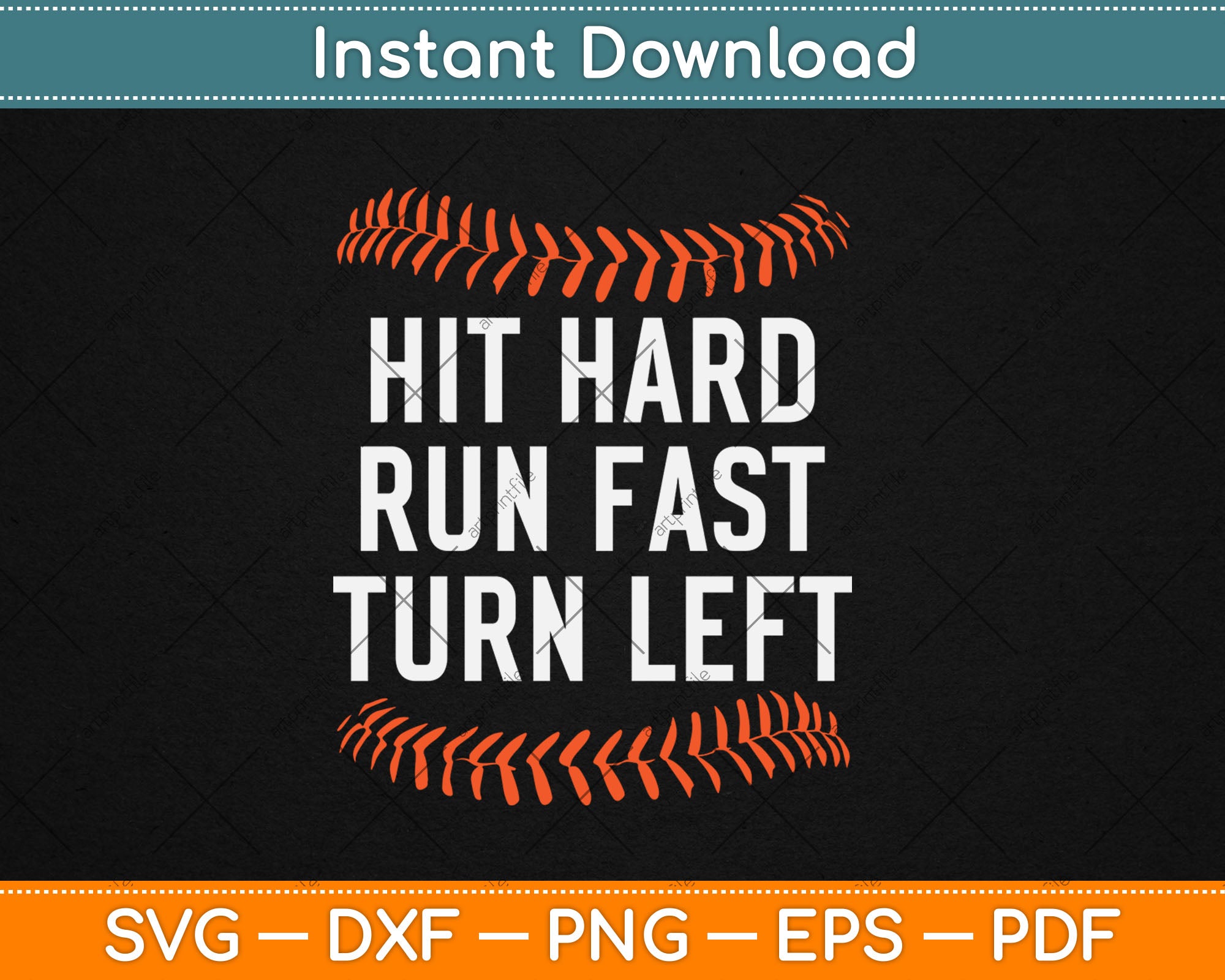 Hit Hard Run Fast Turn Left Funny Baseball Player & Fan Svg Cut File ...