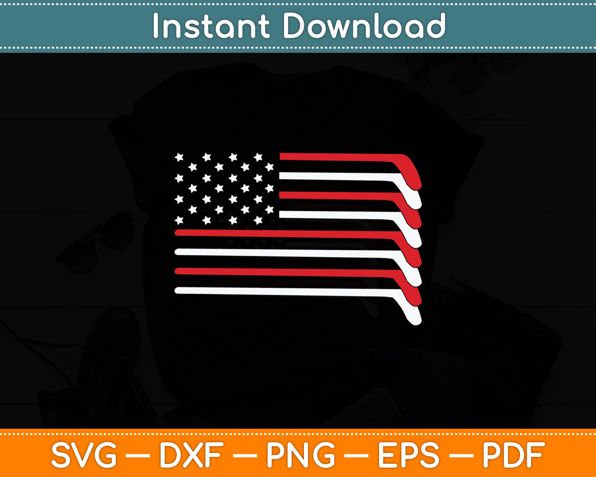 Hockey Stick USA Flag Faded Hockey Player Svg Digital Cutting File ...