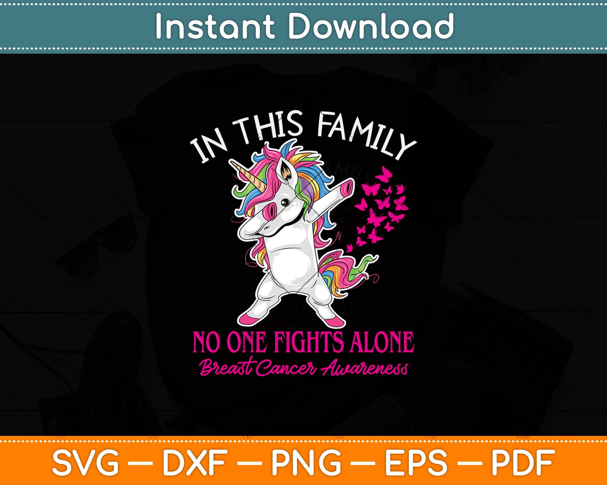 In This Family No One Fights Alone Breast Cancer Awareness Svg File ...