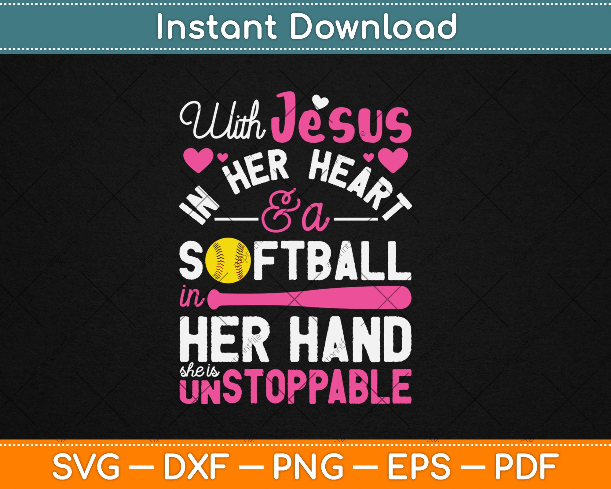 Jesus In Her Heart Softball Hand Funny Pitcher Gift For Her Svg File ...