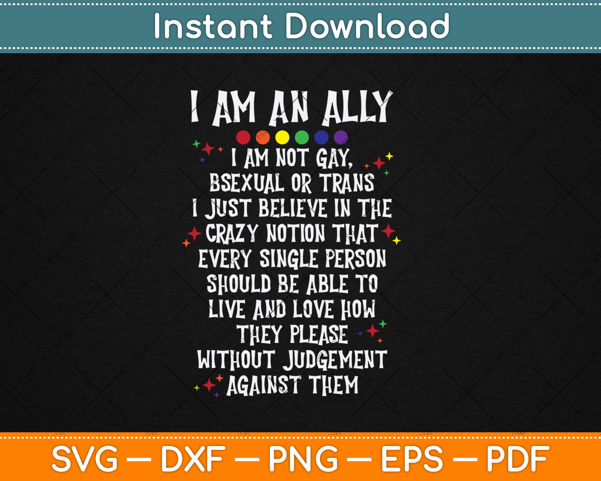 LGBTQ Retro I Am An Ally I'm Not Gay Bisexual Or Trans Svg Png File ...