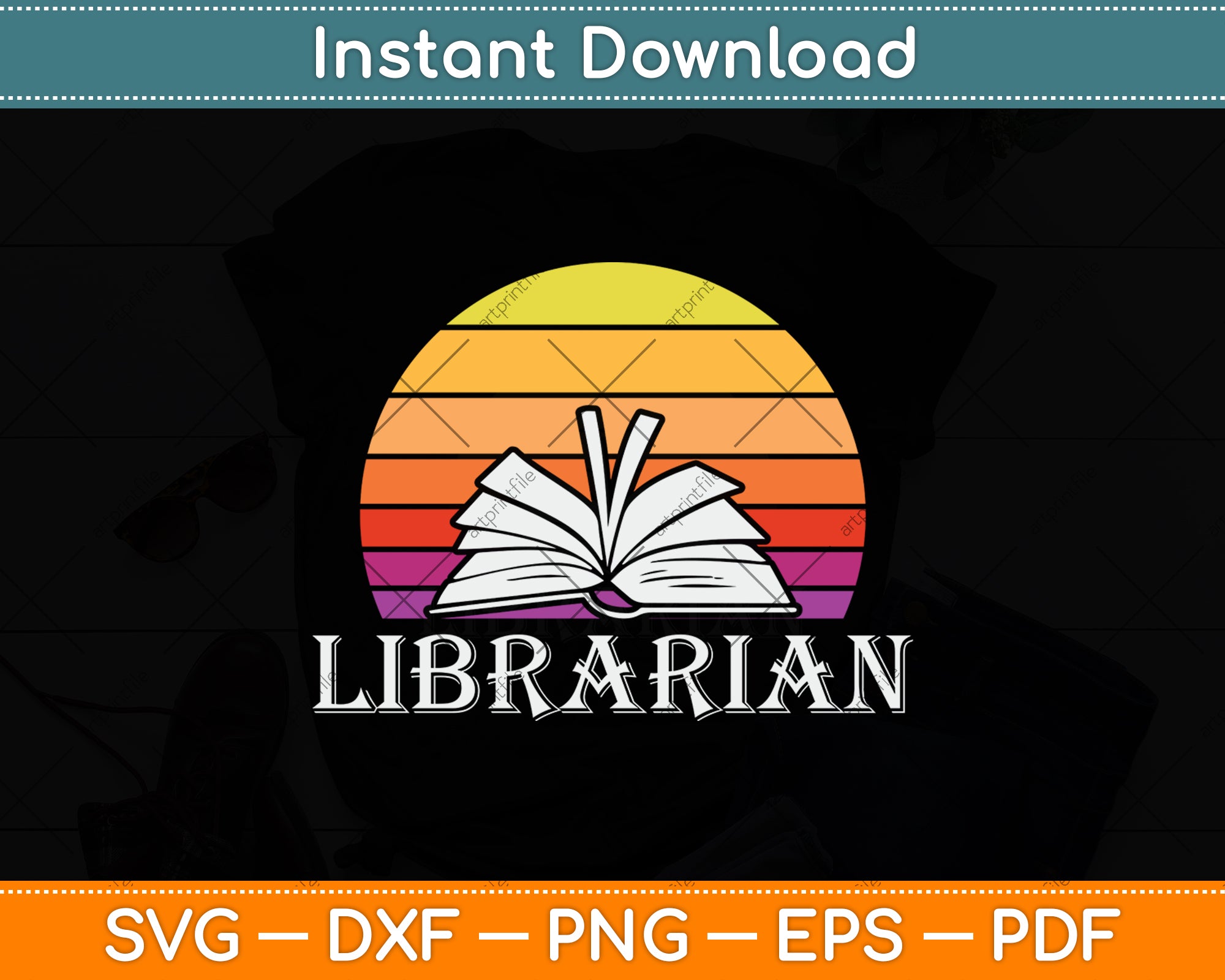 Vintage Retro Librarian Svg Digital Cutting File – artprintfile