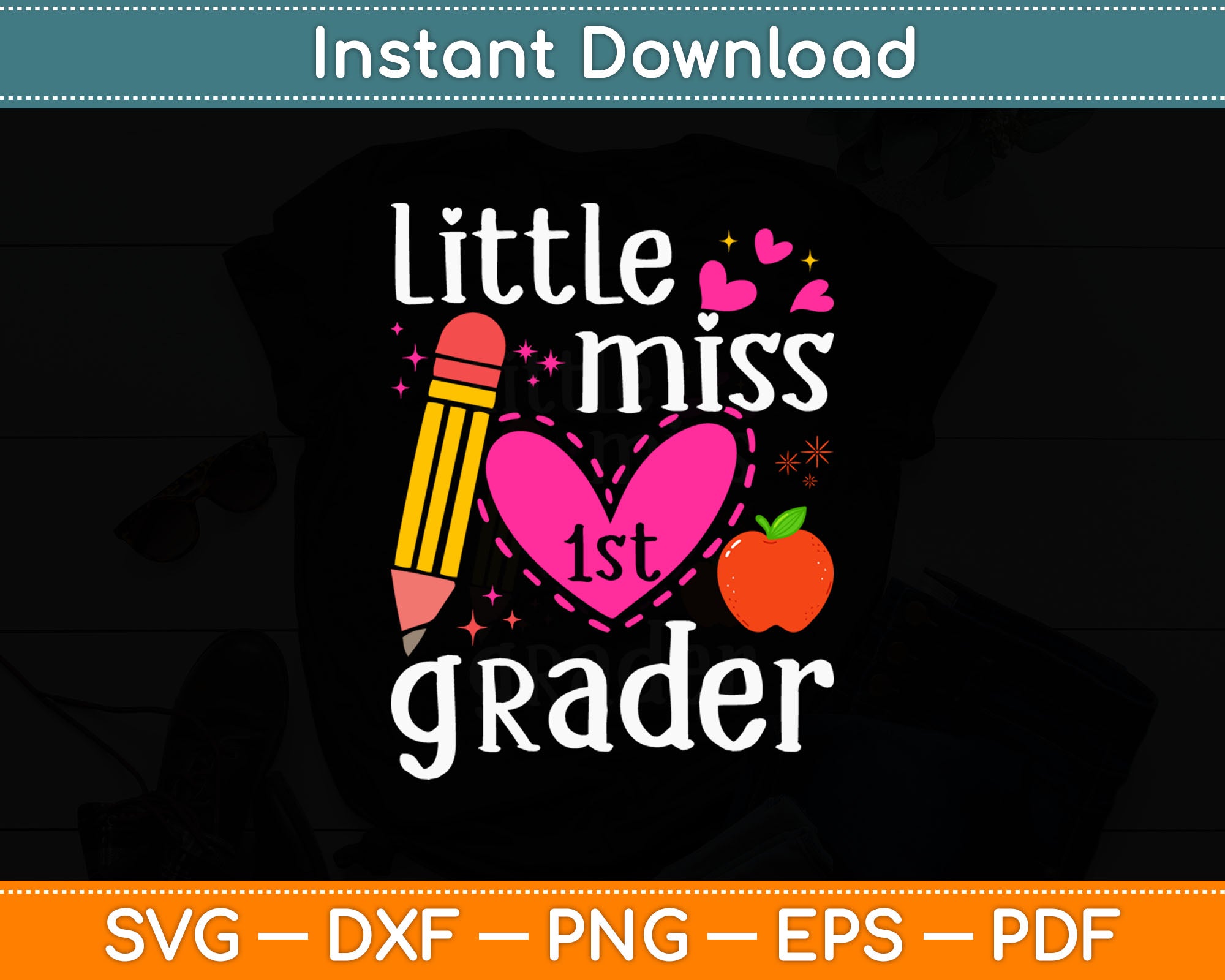 Little Miss 1st Grader First Day Of Hello First Grade Girls Svg File ...