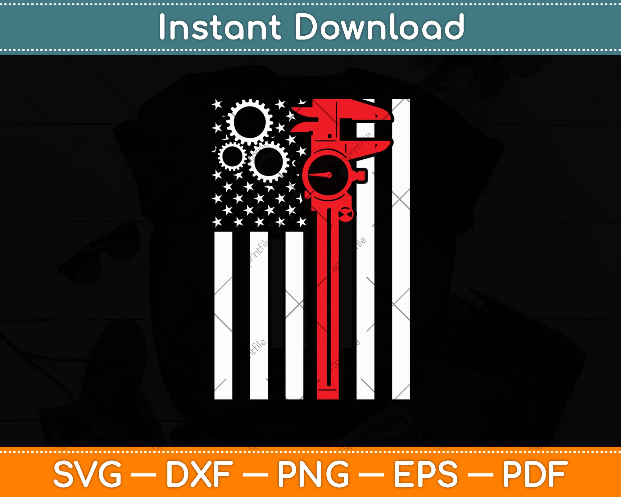 Mechanic Tools - American Flag Machinist Machine Operator Svg Cut File ...