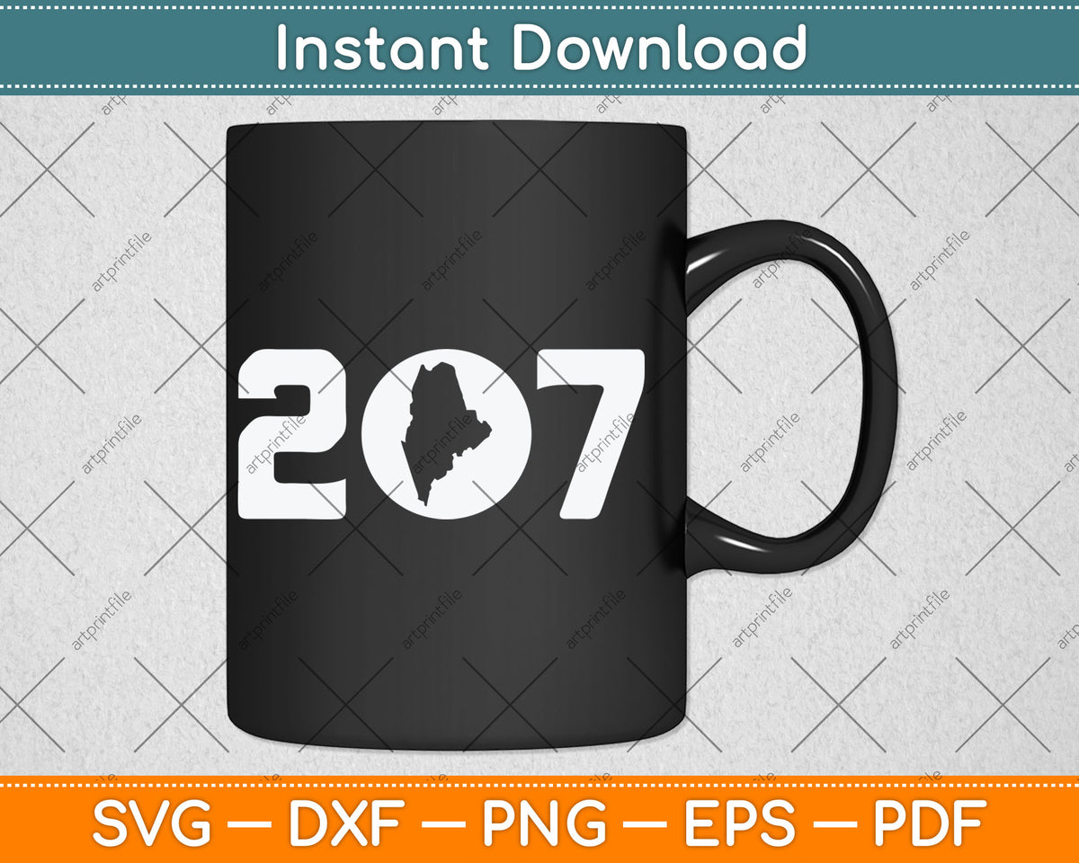 Maine Map Inside The 207 Area Code Svg Digital Cutting File – artprintfile