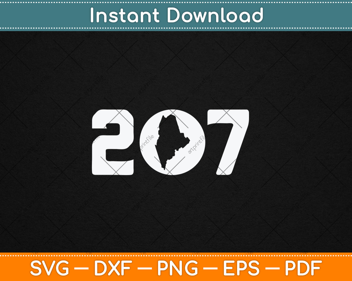 Maine Map Inside The 207 Area Code Svg Digital Cutting File – artprintfile